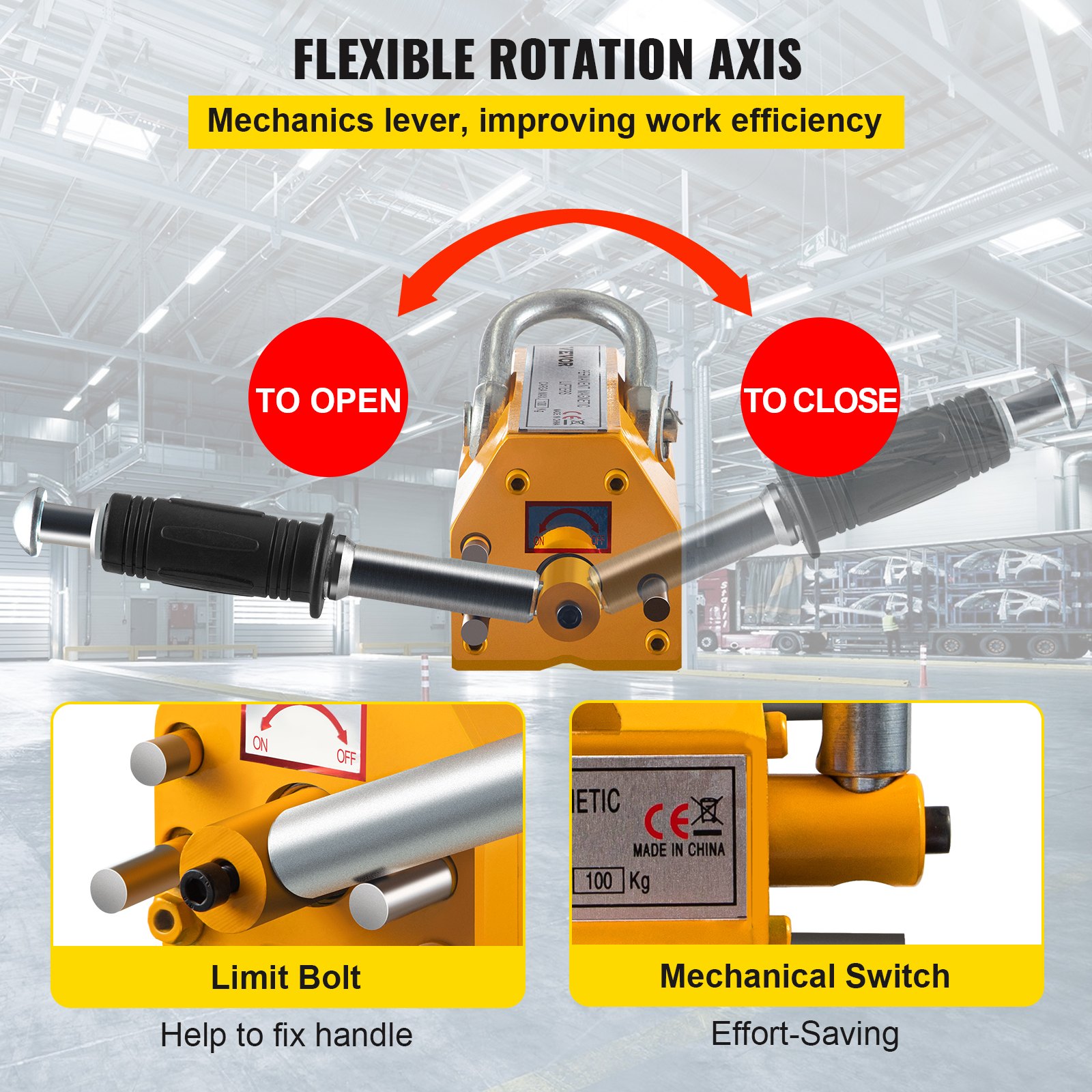 100 KG Stahl Magnetischer Heber Heavy Duty Crane Hoist Hubmagneten ...