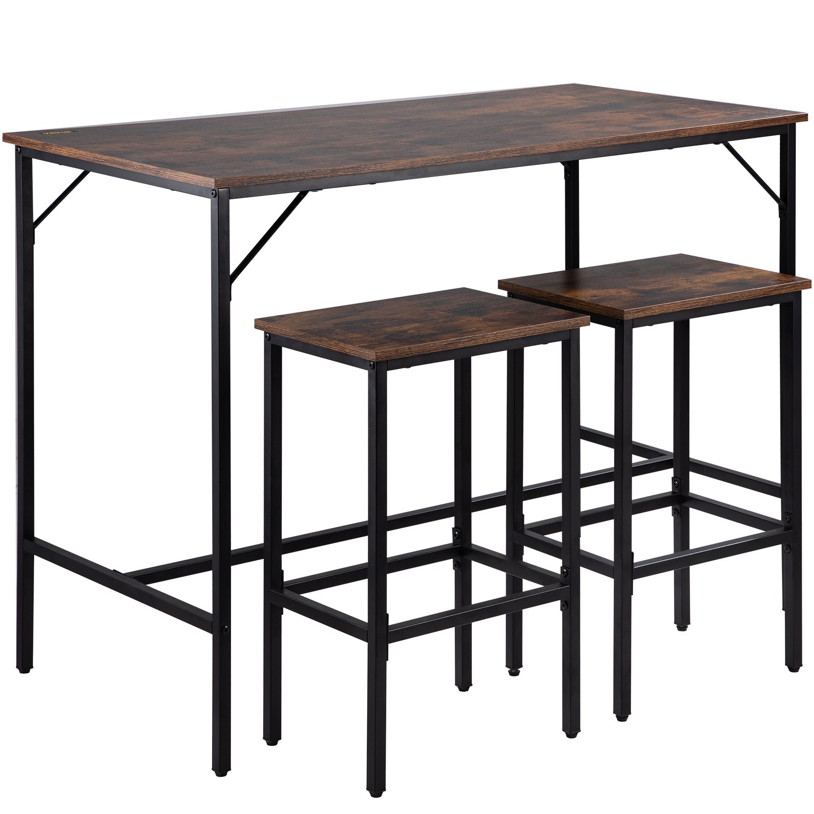 VEVOR Bistrotisch +2 Hockern Bartisch-Set Bistrotisch Küchentisch ...