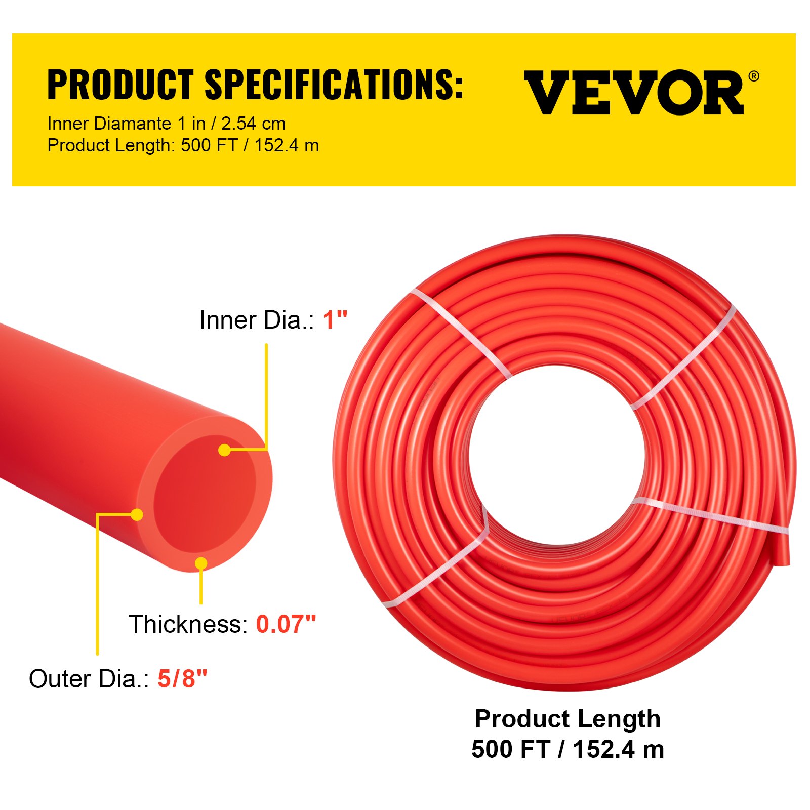 VEVOR 2,54cm x 152,4m Mehrschichtverbundrohr PEX-Rohr PEX-B-Schlauch ...