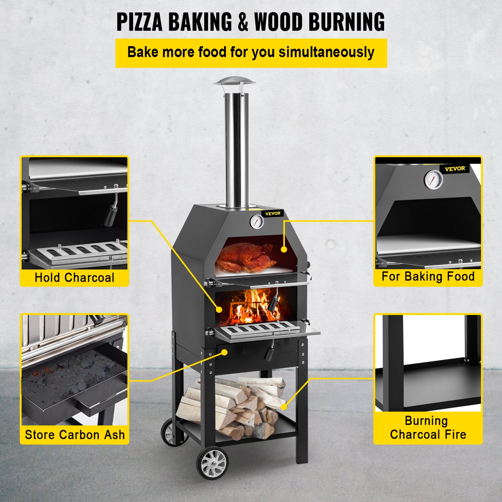 VEVOR Outdoor Küchenofen, 30 cm Pizzagröße 2Schichten Holzkohle Garten ... VEVOR Outdoor Küchenofen, 30 cm Pizzagröße 2Schichten Holzkohle Garten ...
