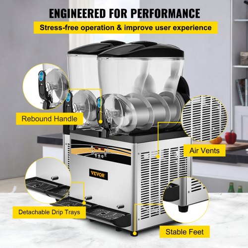 VEVOR Kommerzielle Slusheis Maschine, 2 x 15 L Slush Eismaschine 1000 W ...