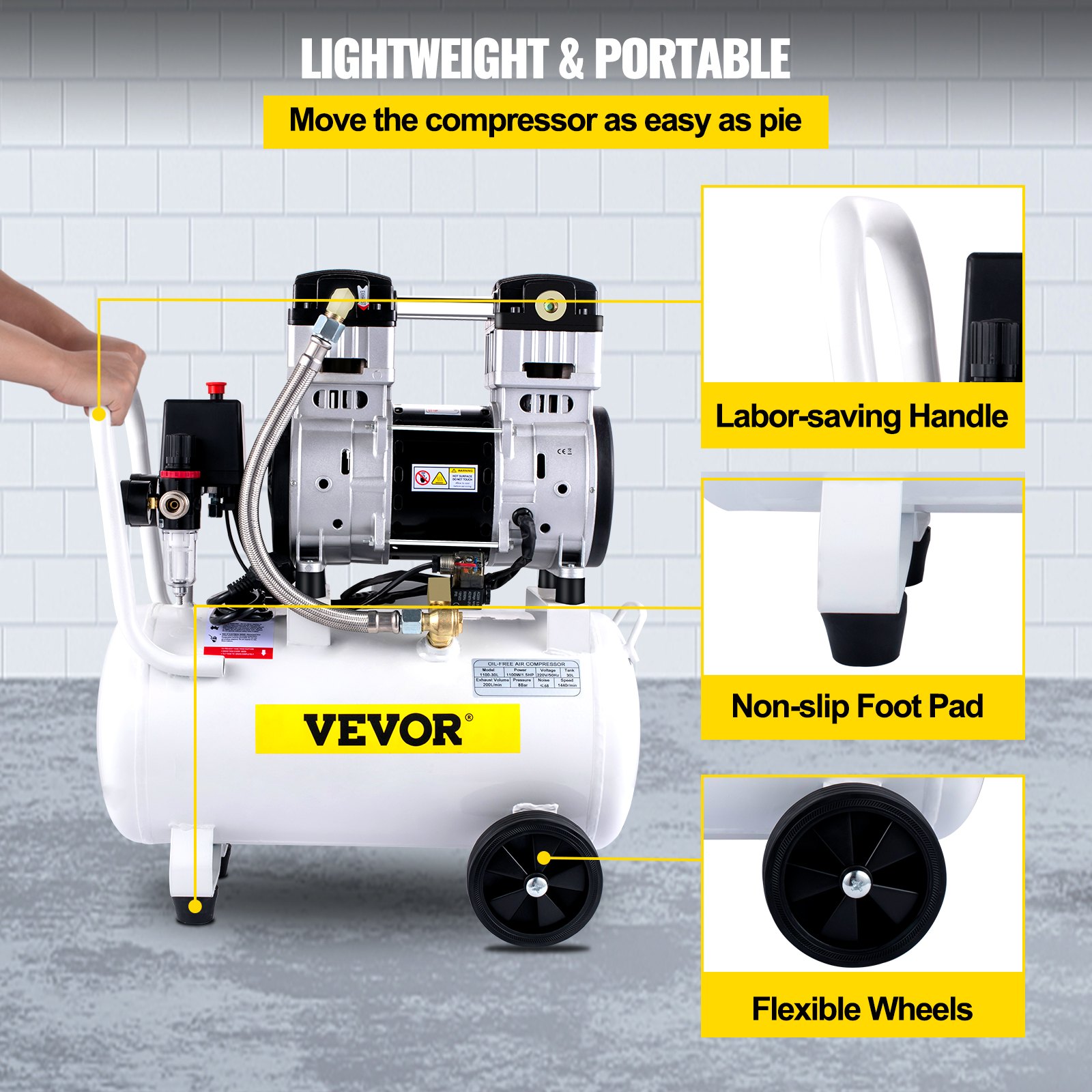 VEVOR VEVOR Compresor de Aire 1100 W 220 V Compresor Silencioso con ...