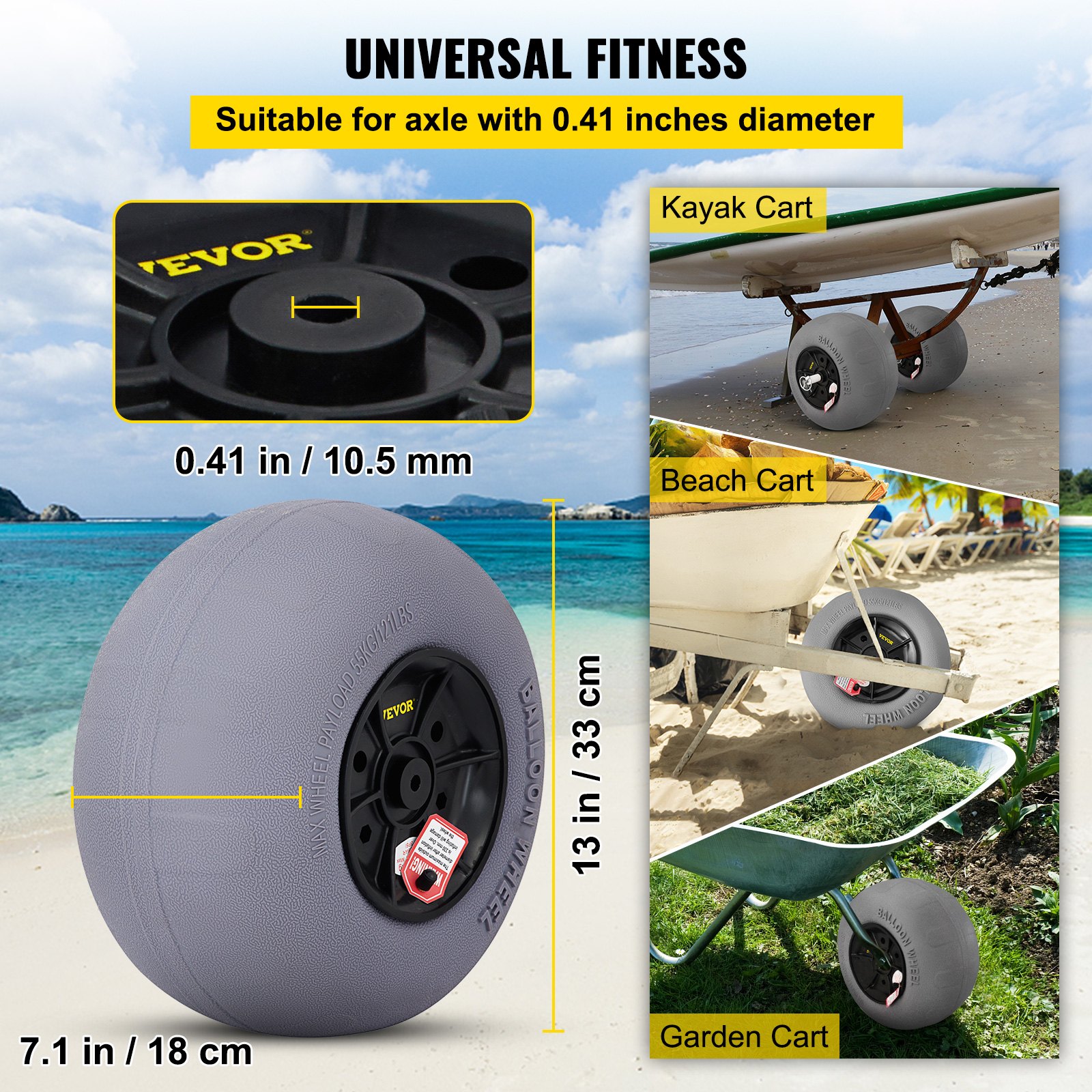 VEVOR VEVOR Rueda Hinchable Neumático 13" TPU Neumáticos de Ruedas de ...