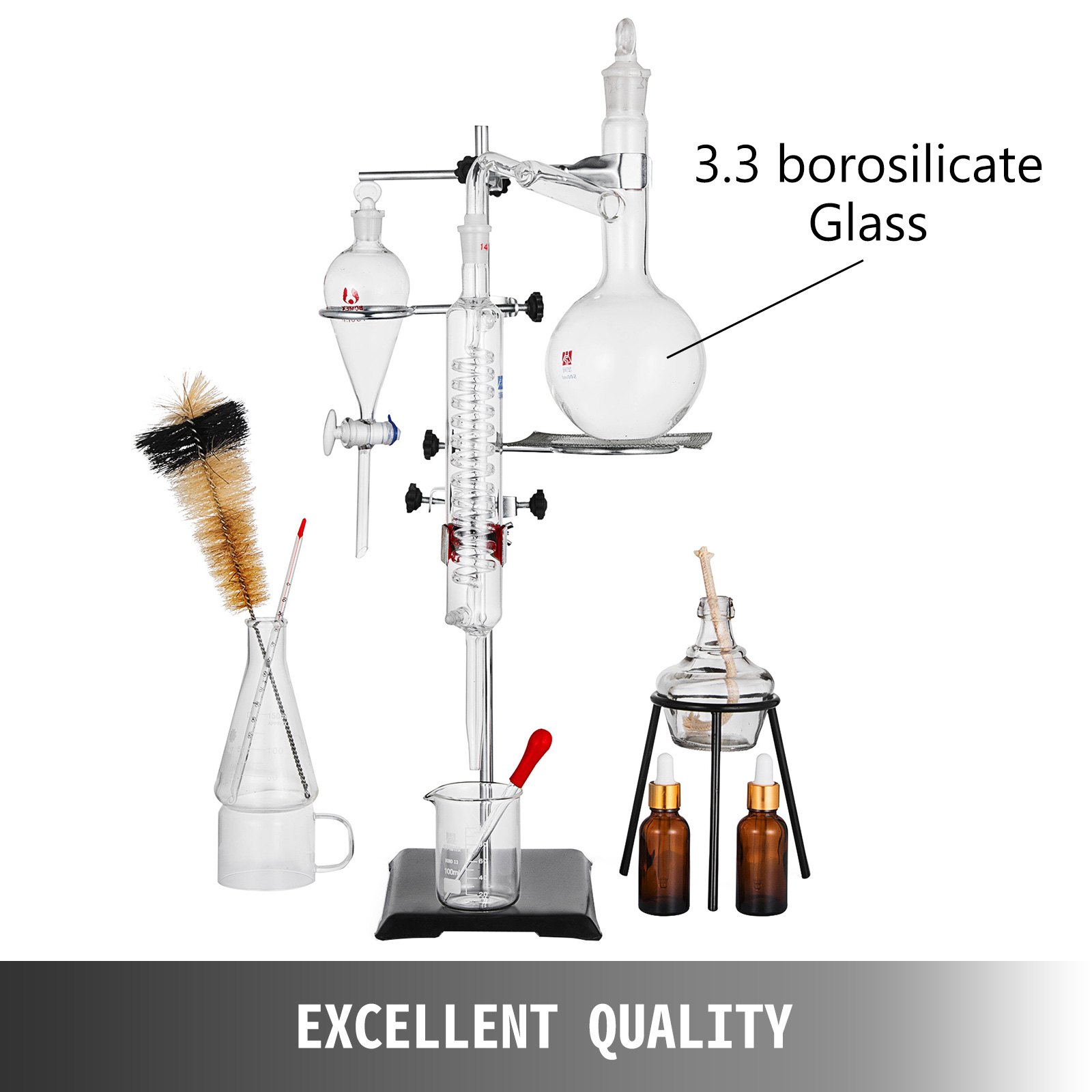 VEVOR VEVOR Kit de Vidrio para Destilación Profesional para Laboratorio ...