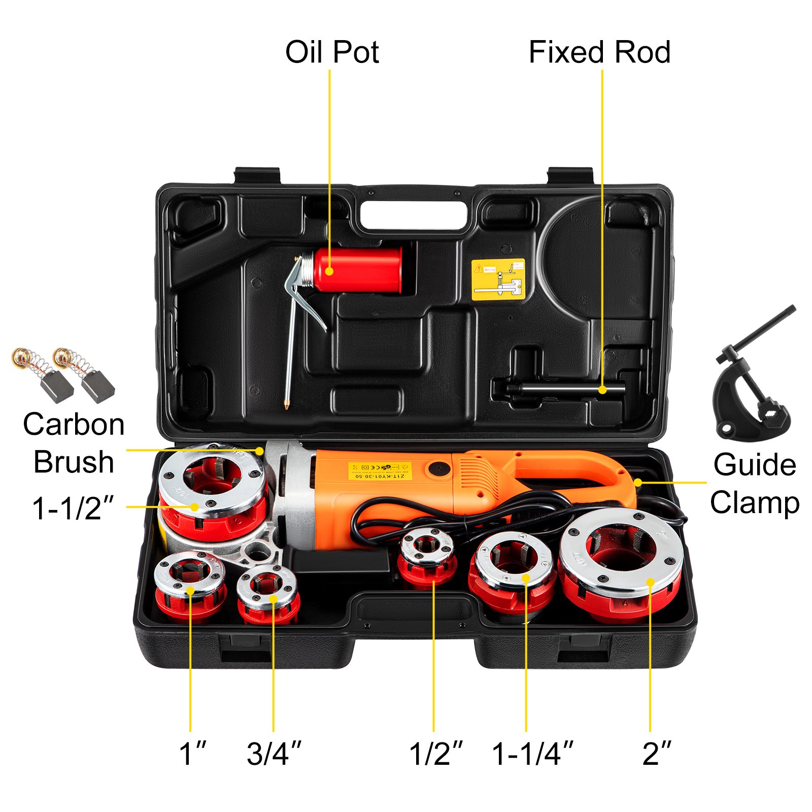 VEVOR VEVOR Máquina Roscadora de Tubos 2300 W 220 V Kit de Roscadora de ...