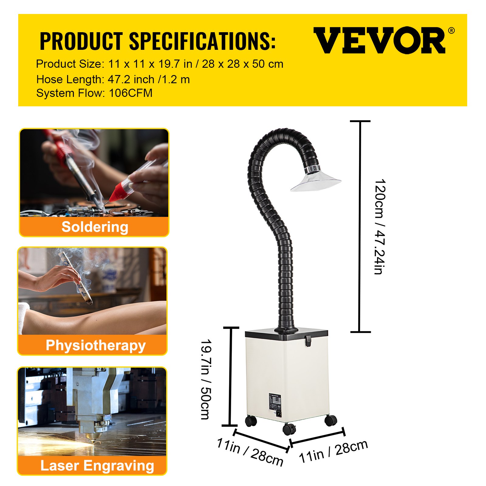 VEVOR VEVOR Extractor de Humos de Soldadura 80W Absorbedor Humo ...
