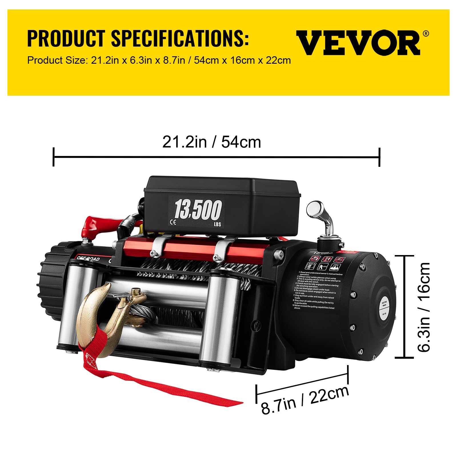 Treuil Electrique 6123KG/13500lbs 12V Télécommande Corde Traction 4X4 ...