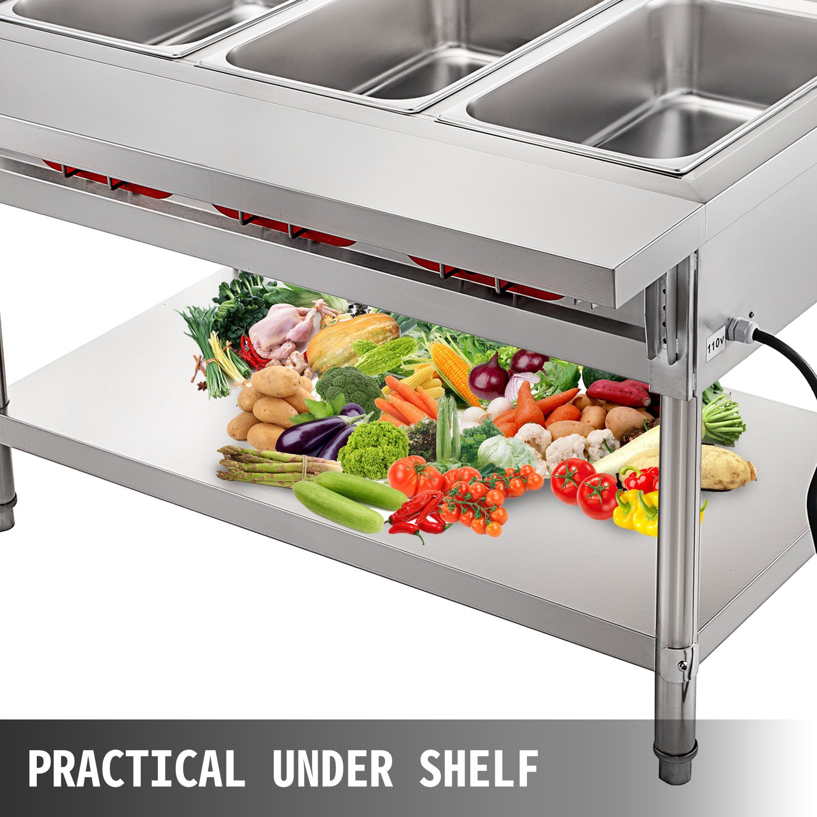 VEVOR Buffet Chauffant Électrique à 3 Bacs Chauffe-Plat Professionnel ...