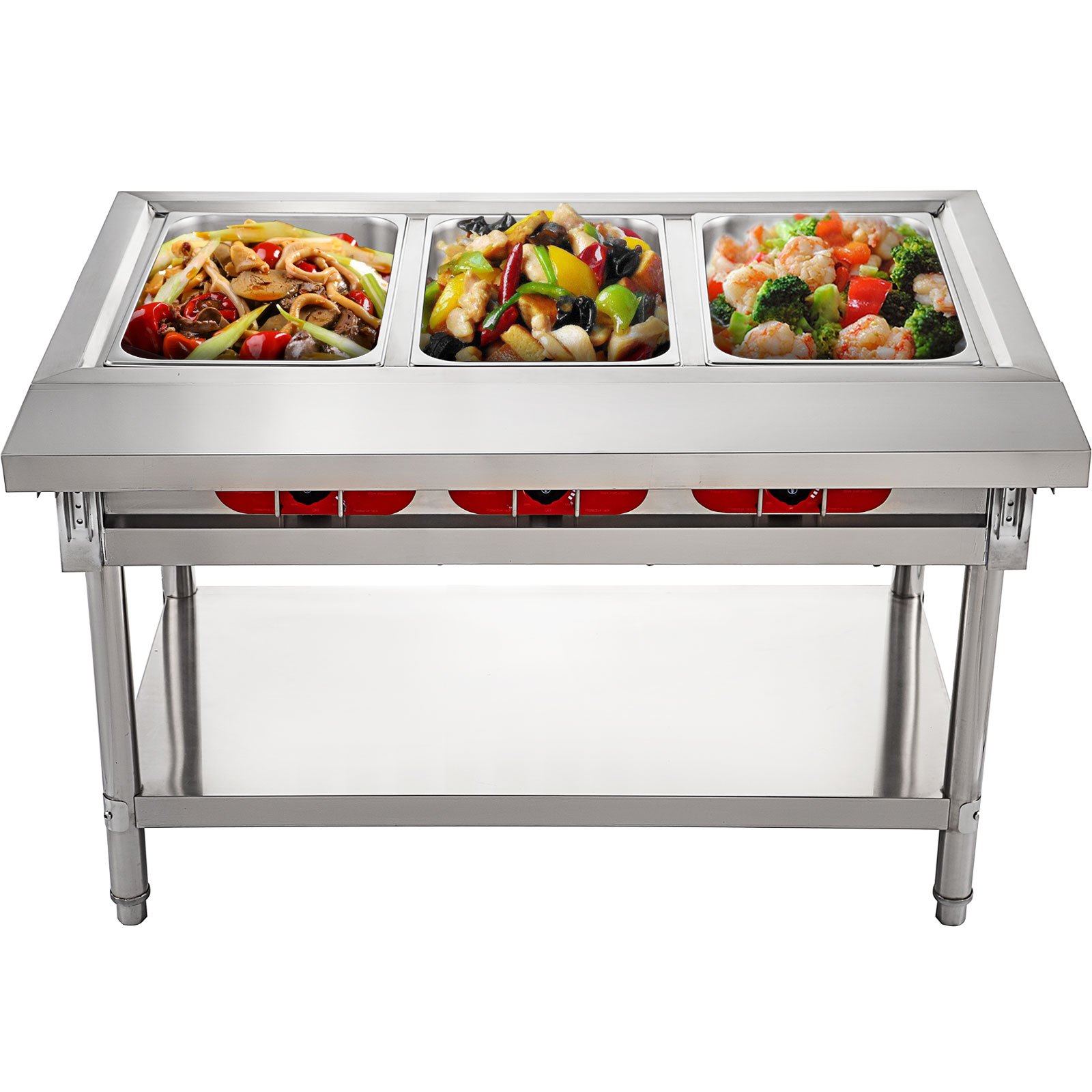 VEVOR Buffet Chauffant Électrique à 3 Bacs Chauffe-Plat Professionnel ...