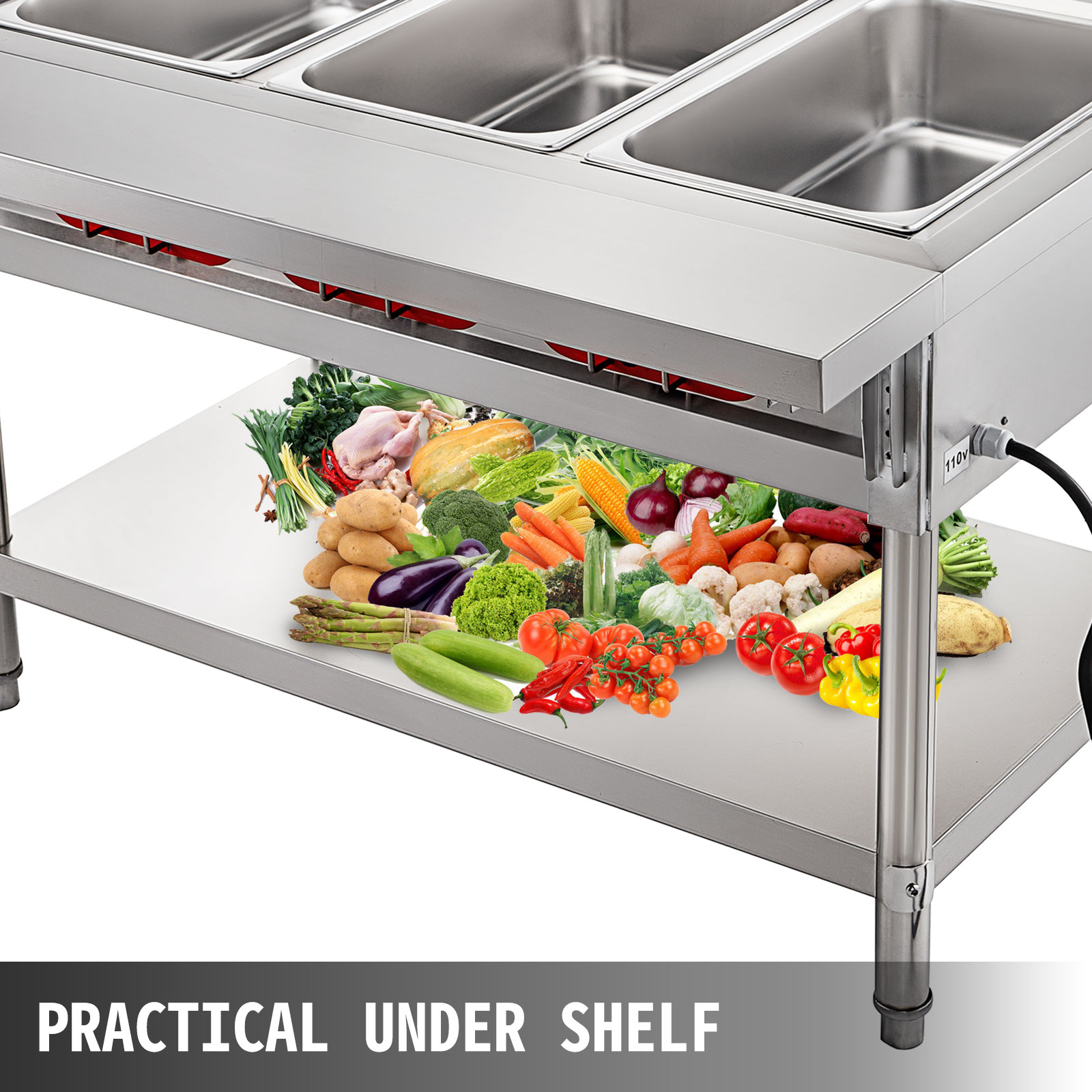 VEVOR Buffet Chauffant Électrique à 3 Bacs Chauffe-Plat Professionnel ...