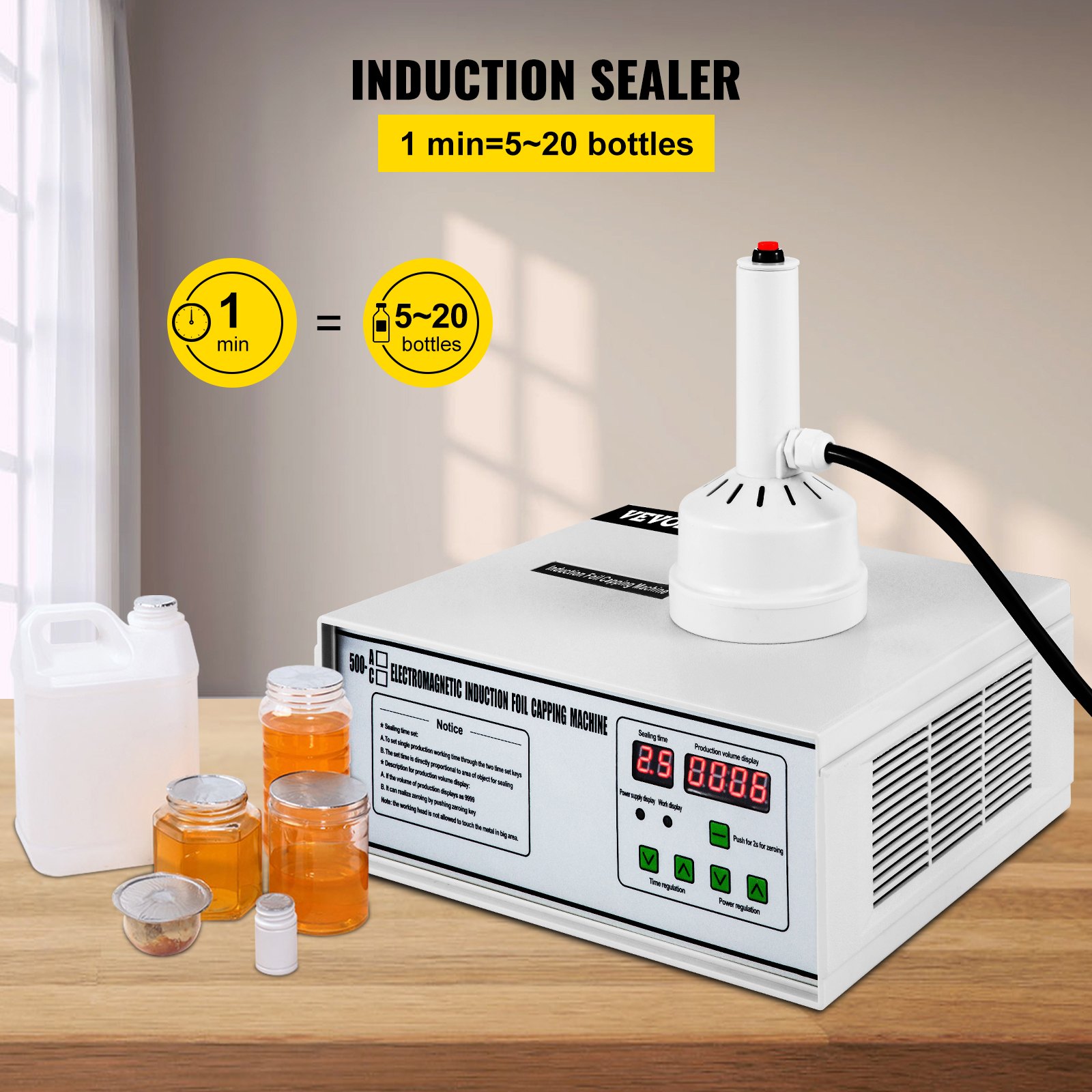 VEVOR Machine de Scellage par Induction électromagnétique 20-100 mm ...