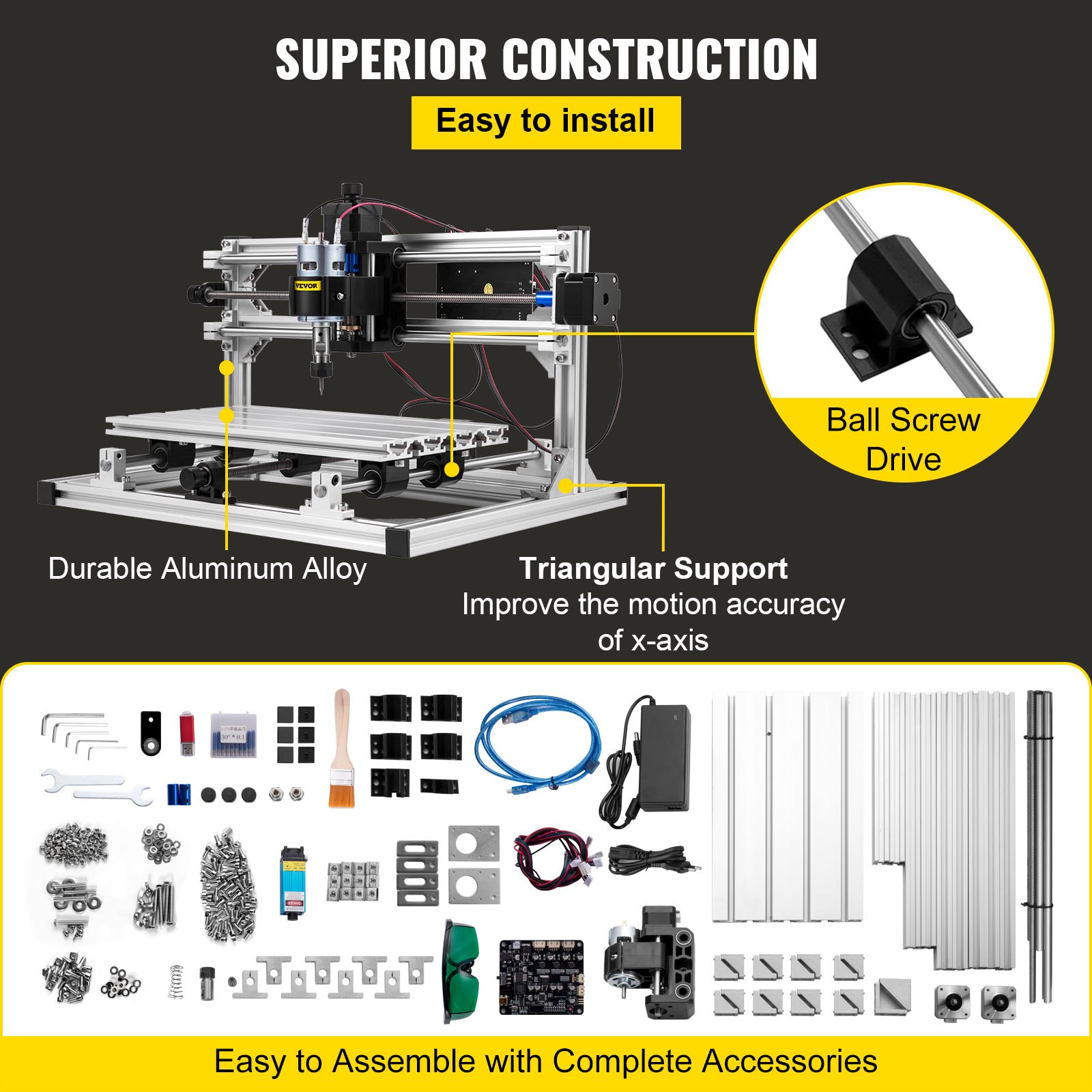 VEVOR Graveur Laser CNC 3018 500mw Machine de Gravure 3 Axe DIY Graveur ...