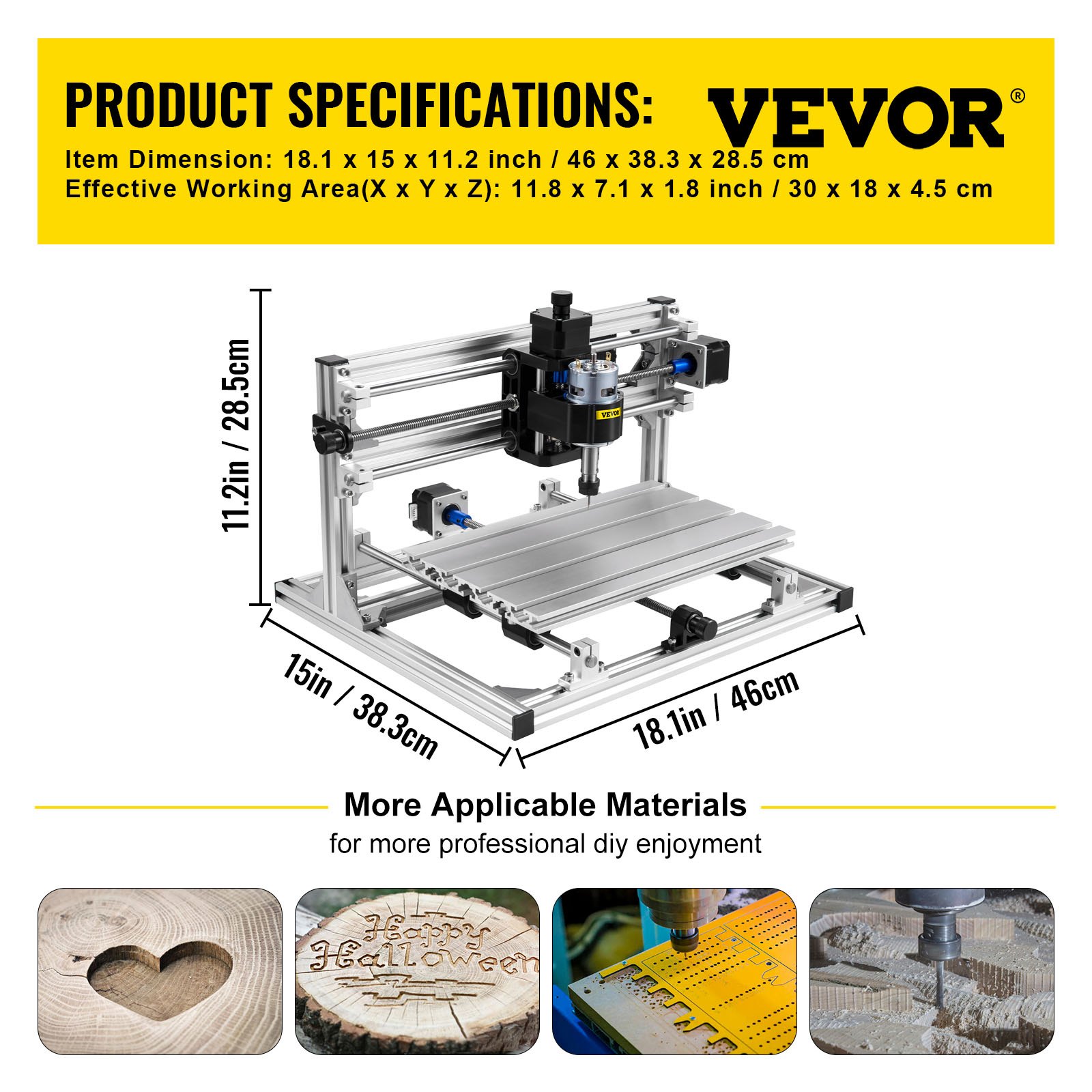 VEVOR Kit De Routeur Avec Graveur Laser CNC 300 x 180 MM, DIY Kit De ...