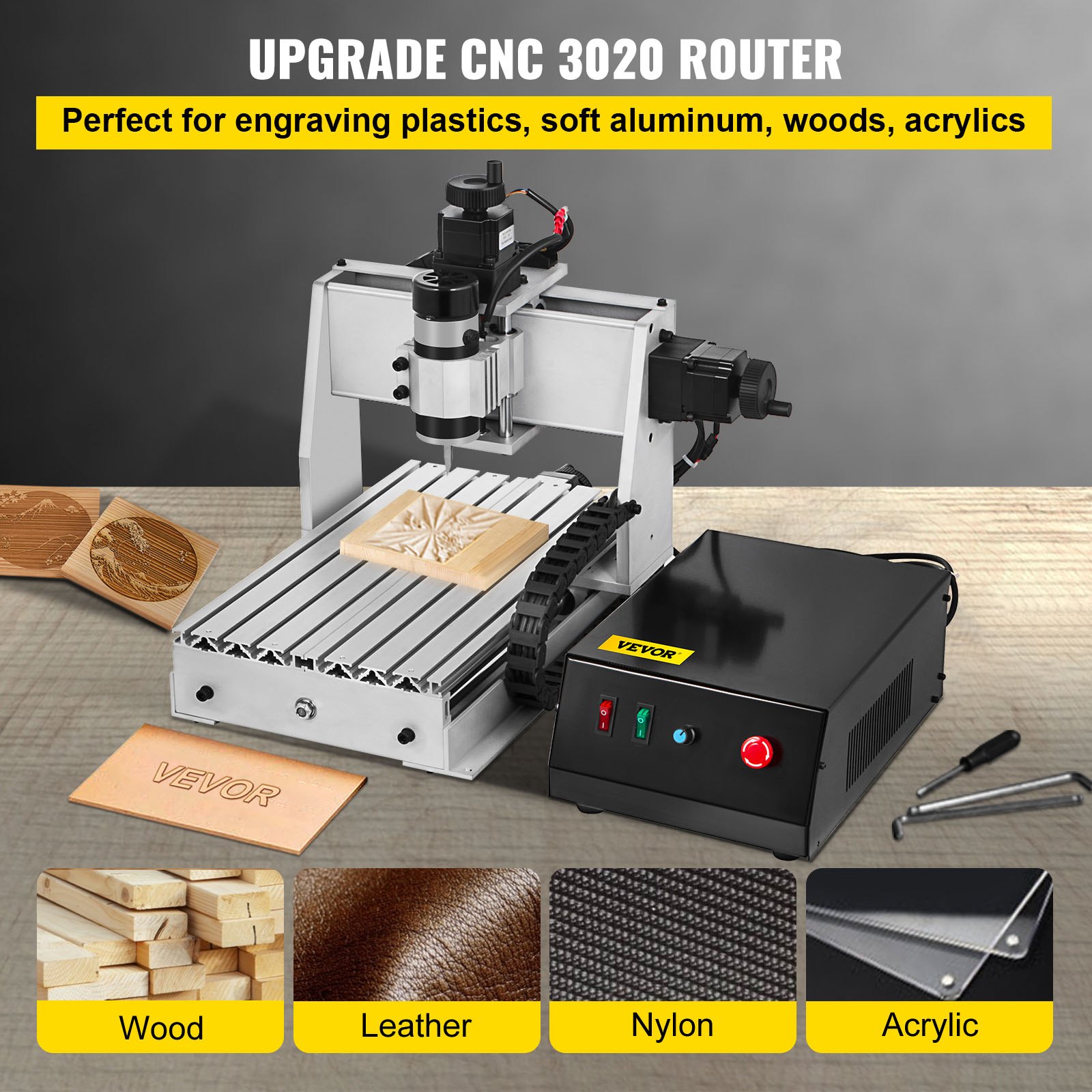 VEVOR Machine à Graver CNC 3020 à 3 Axes 200x300x55mm Kit Machine de ...