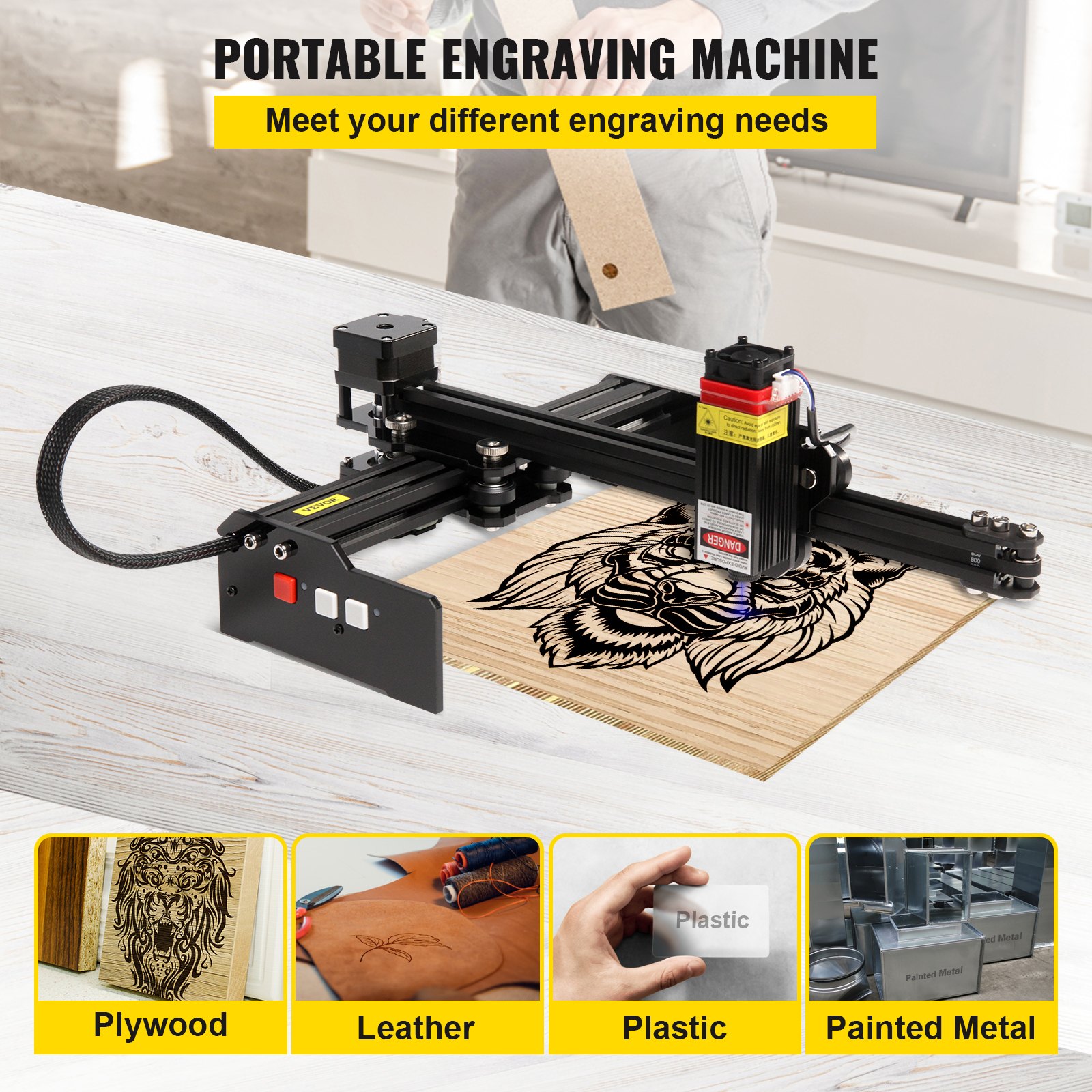 VEVOR Machine à Graver Laser Mini Graveur Laser CNC 5,5 W 190 x 170 mm ...