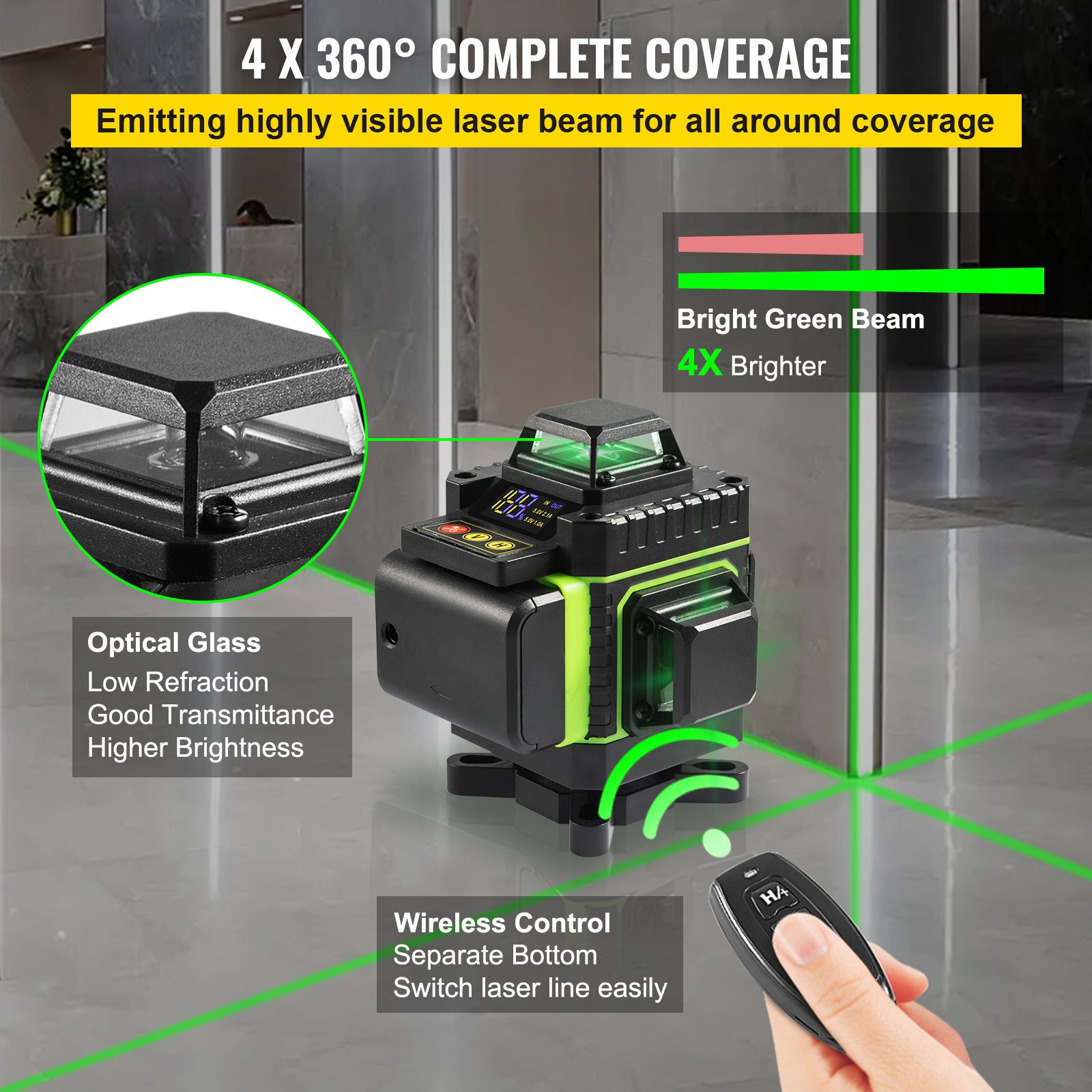 VEVOR Niveau Laser Vert Autonivelant 16 Lignes Croisées 4 x 360° Laser ... VEVOR Niveau Laser Vert Autonivelant 16 Lignes Croisées 4 x 360° Laser ...