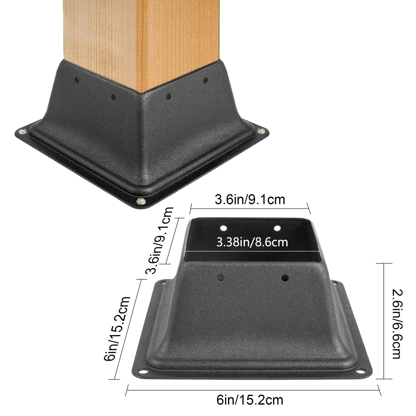 VEVOR 5PCS Supports Poteaux Bois 8,6x8,6 cm Bases à Visser Convient aux ...