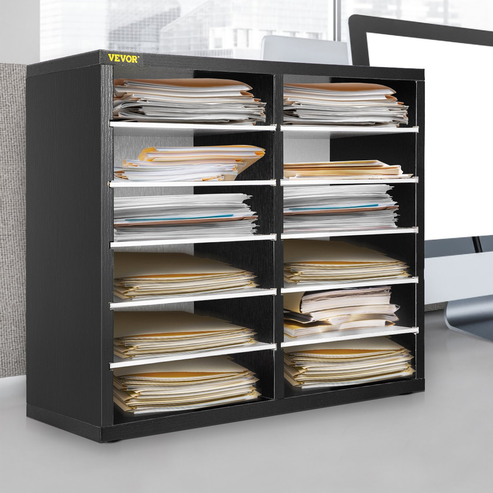 VEVOR Organisateur de Bureau en Bois 49x31x41 cm Trieur de Documents à ...
