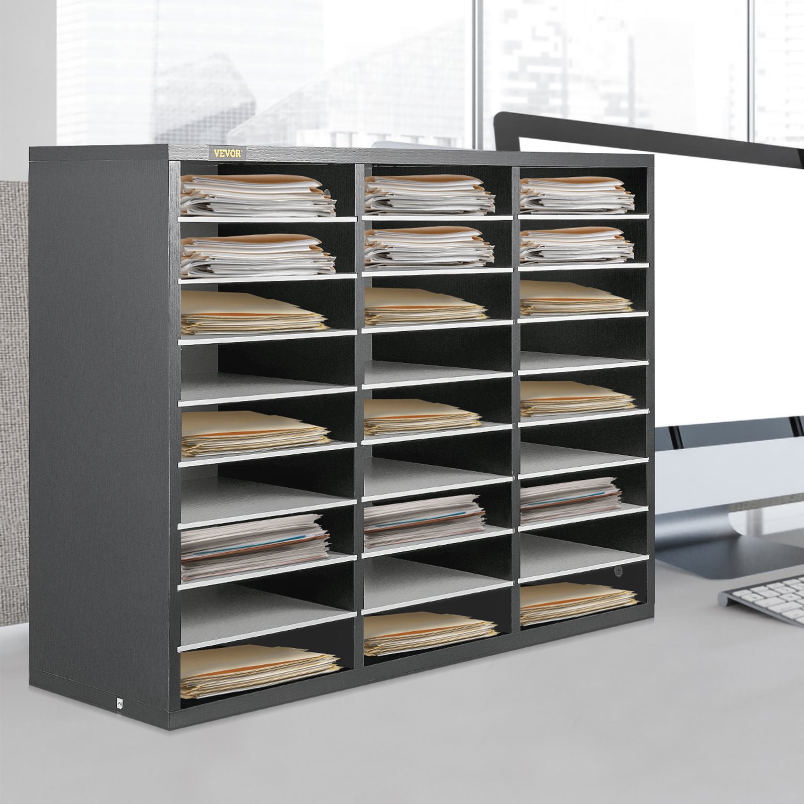 VEVOR Organisateur de Bureau en Bois MDF 80 x 30,5 x 55 cm Trieur de ...