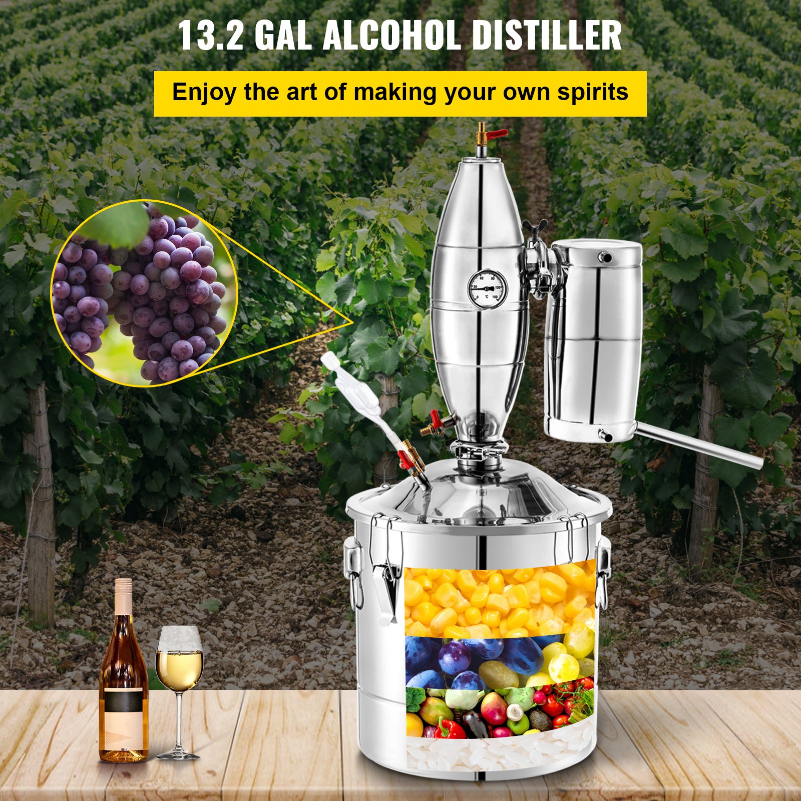 Vevor Distillateur Alambic Distillateur D'eau Alcool Vin Moonshine En ...