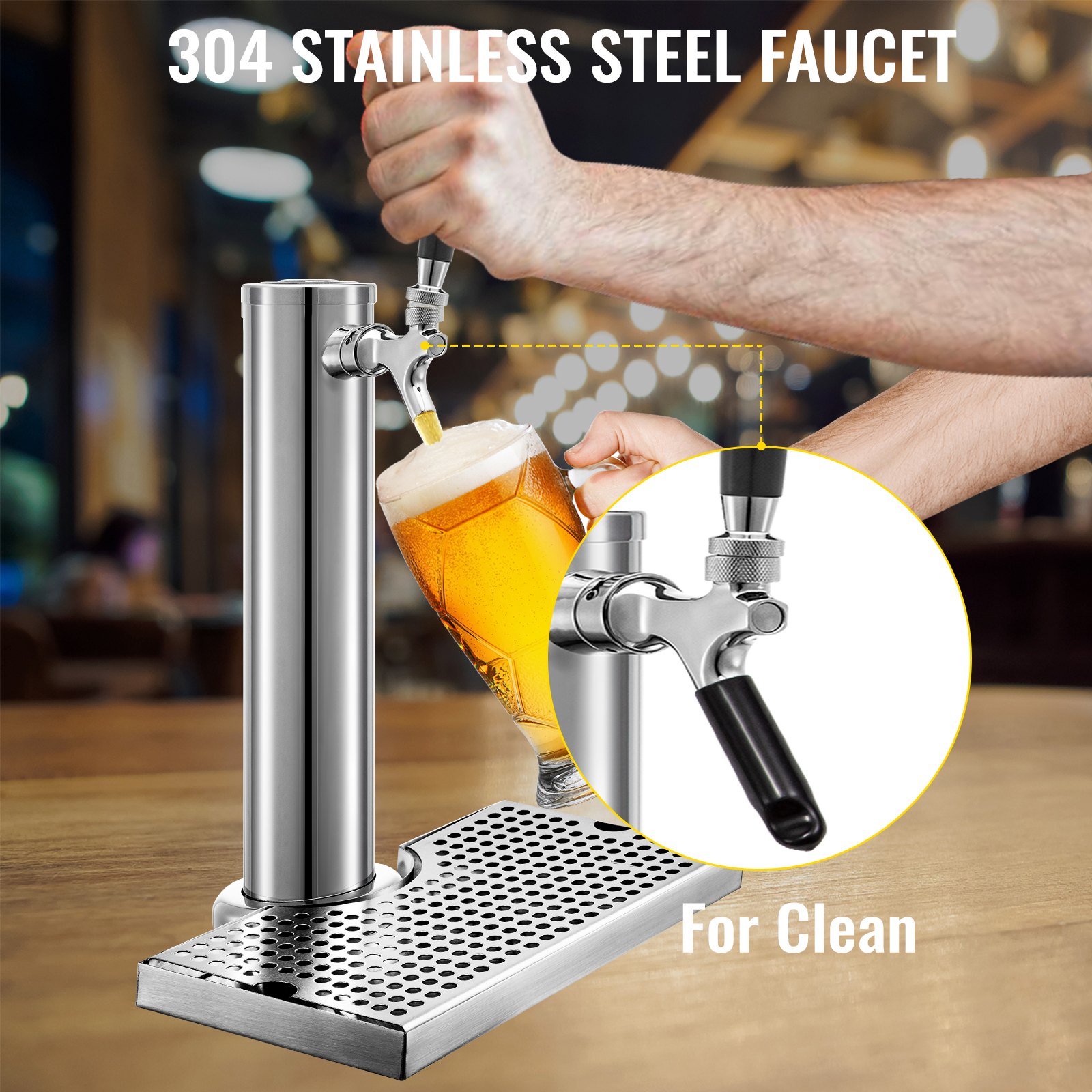 VEVOR Tireuse à Bières Inox 1 Robinet avec Bac Égouttoir Distributeur ...