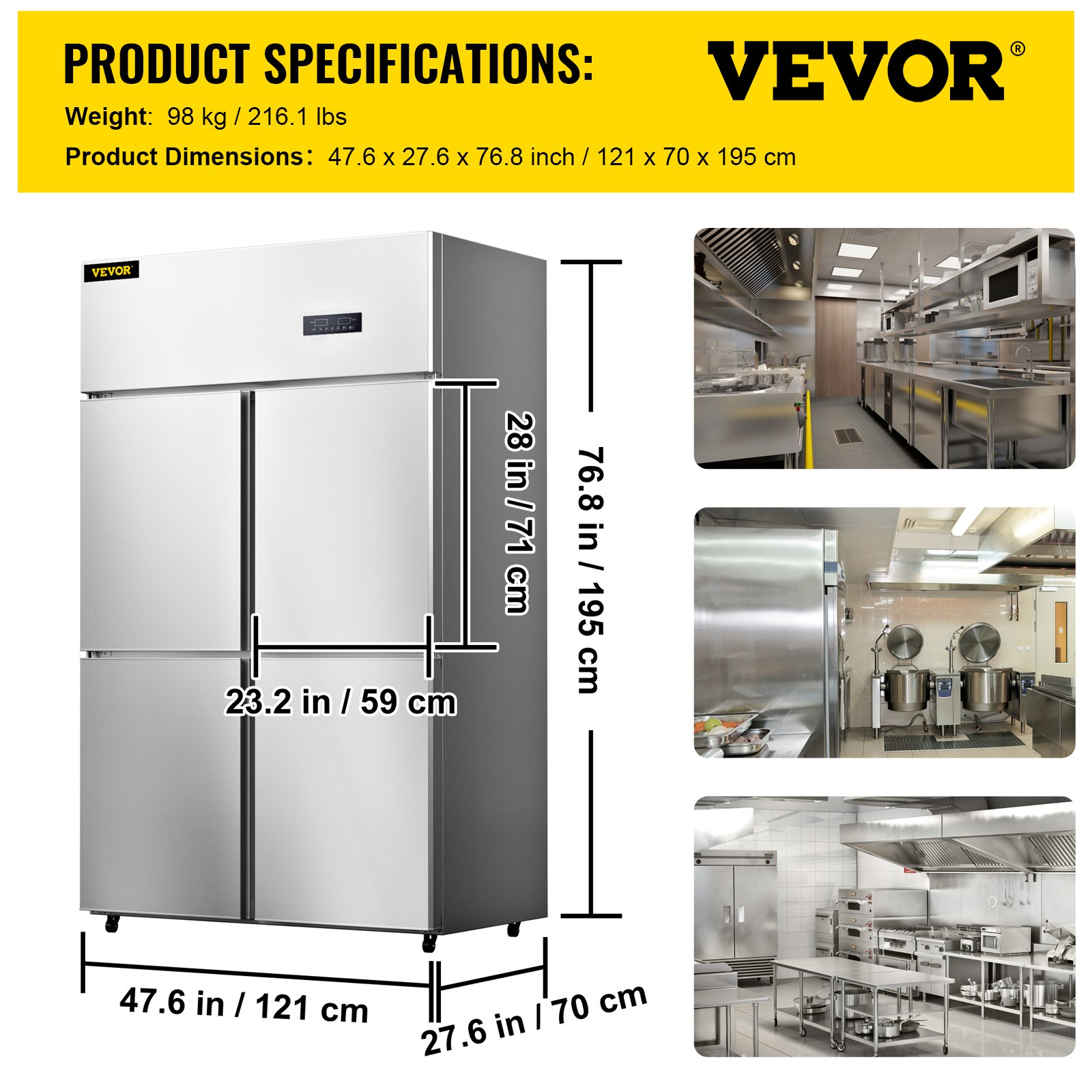VEVOR Réfrigérateur Congélateur 780 L 272 W Armoire Réfrigérée Positive ...