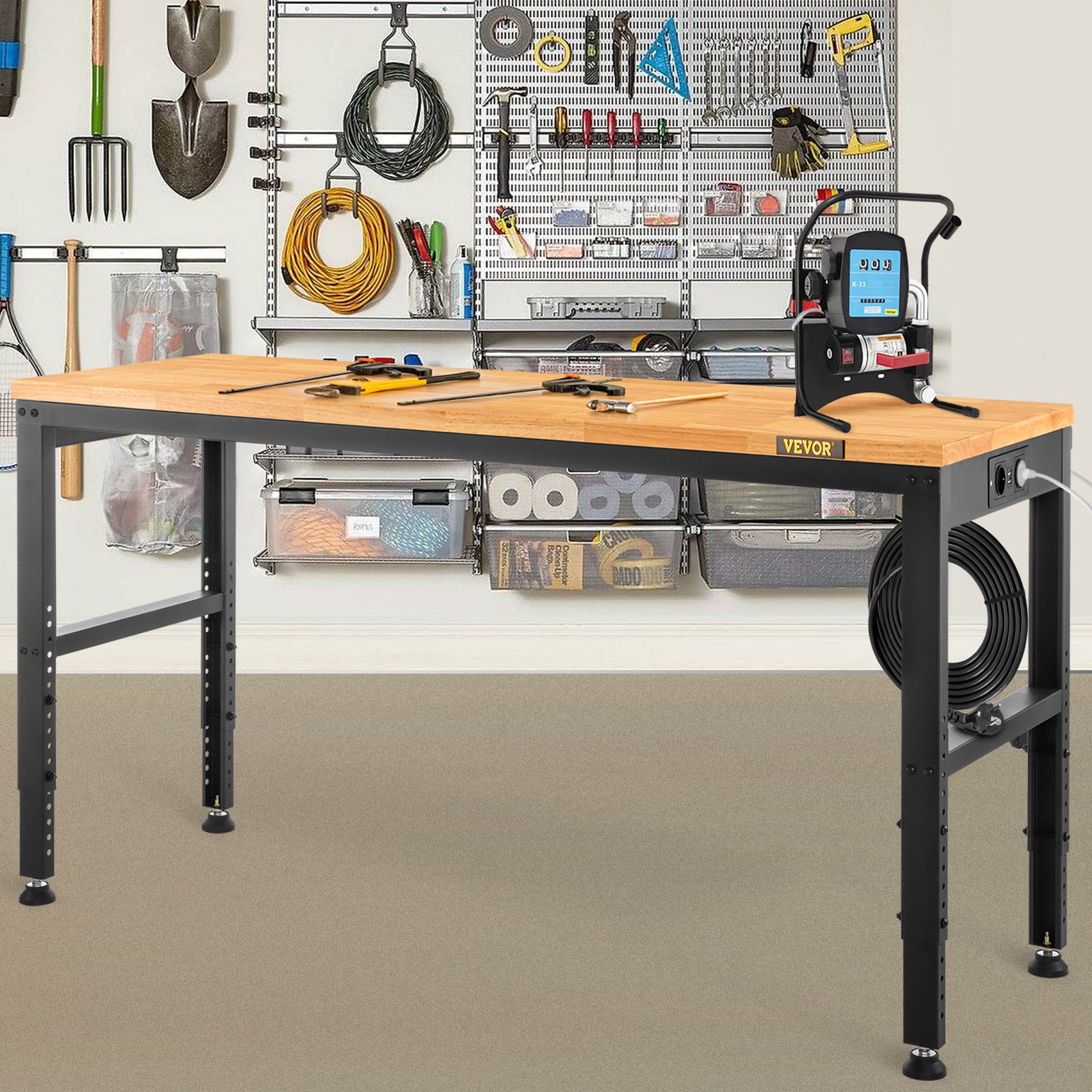 VEVOR Établi Garage Atelier Table de Travail Hauteur Réglable 122 x 61 x 97 cm | VEVOR FR