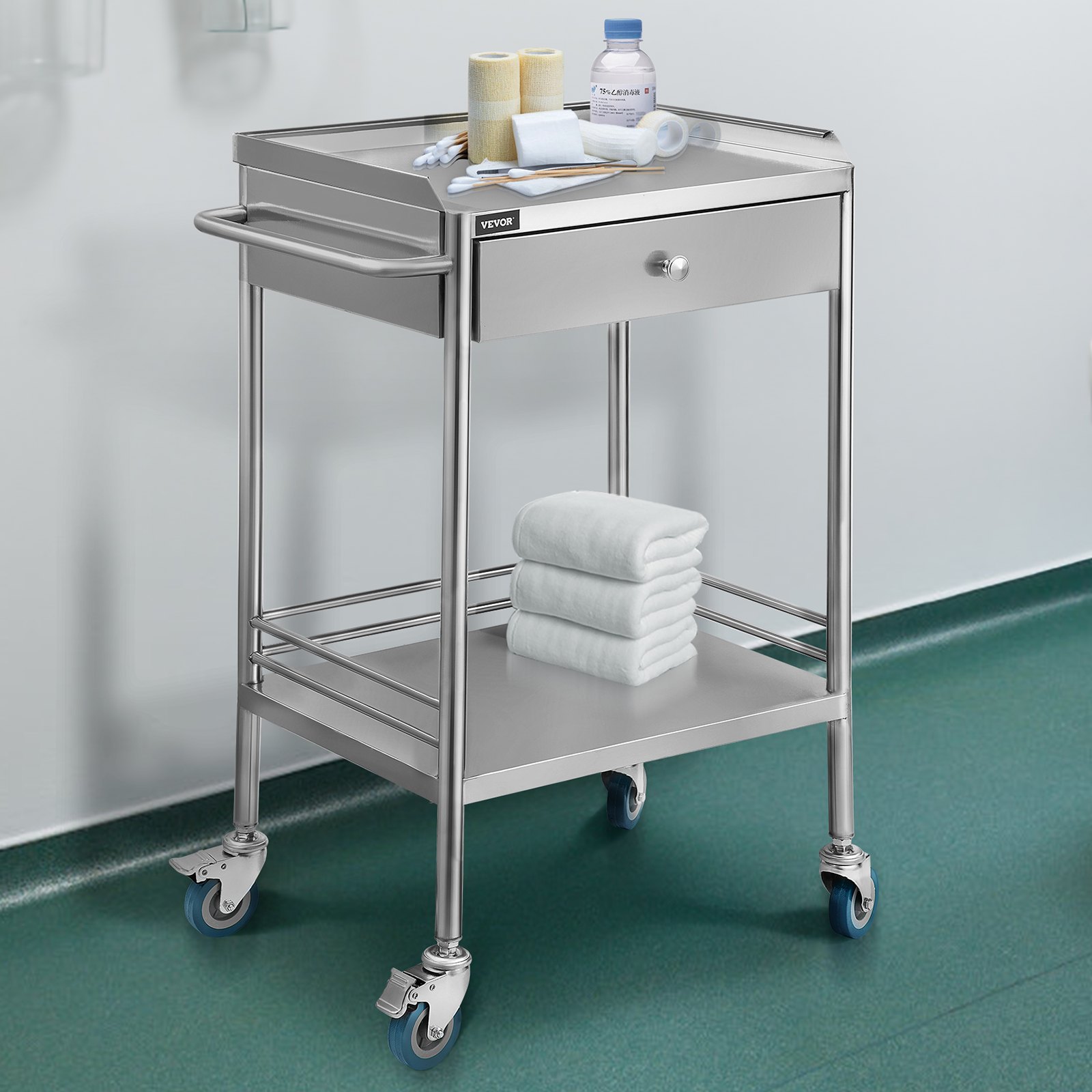 VEVOR Chariot de Laboratoire Inox, Service Table Roulante Desserte 2 ...
