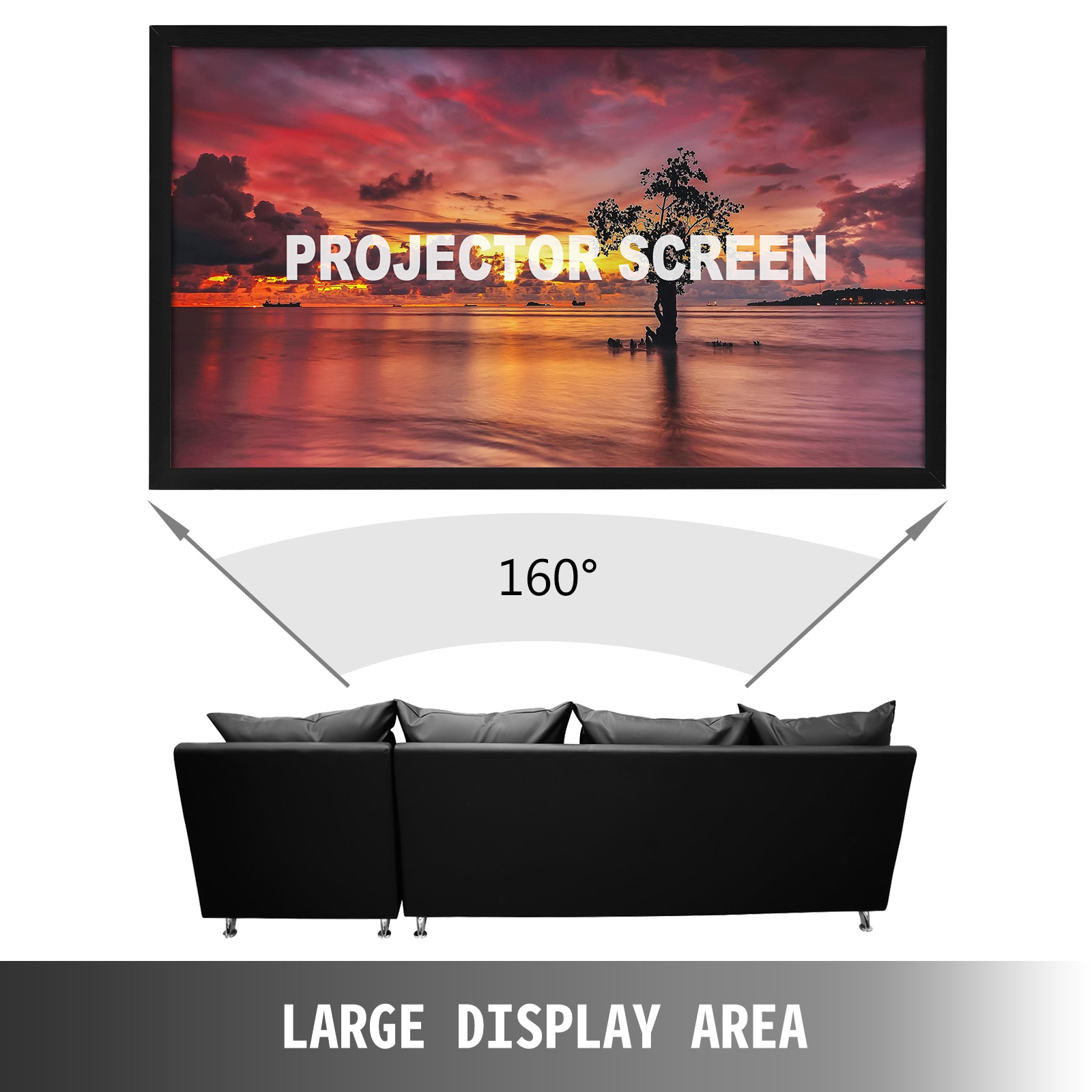 VEVOR Grand Écran de Projection HD 130", Toile de Projecteur 16:9 ...
