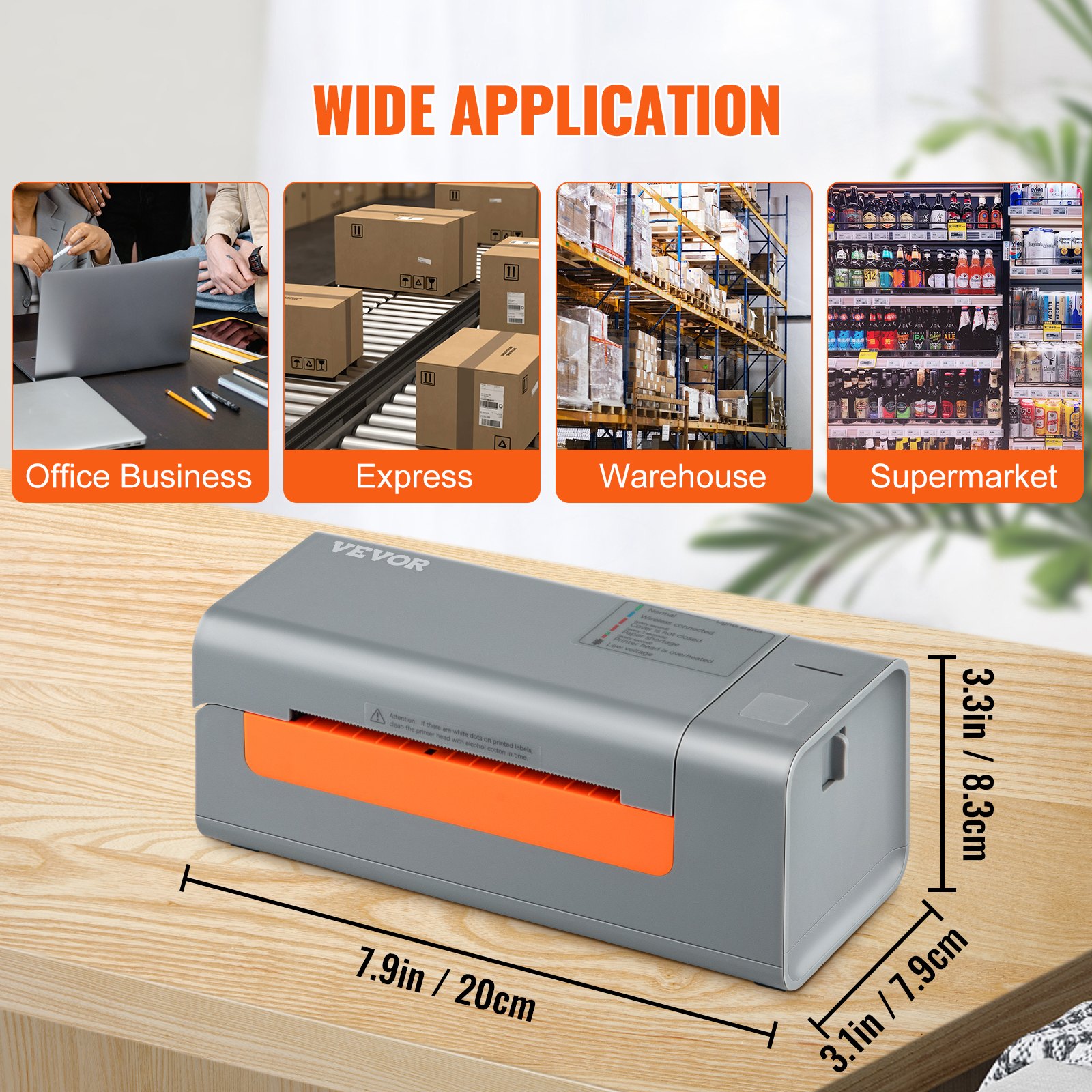 VEVOR Imprimante d'étiquettes Thermique Direct 4x6 Code à Barres USB ...