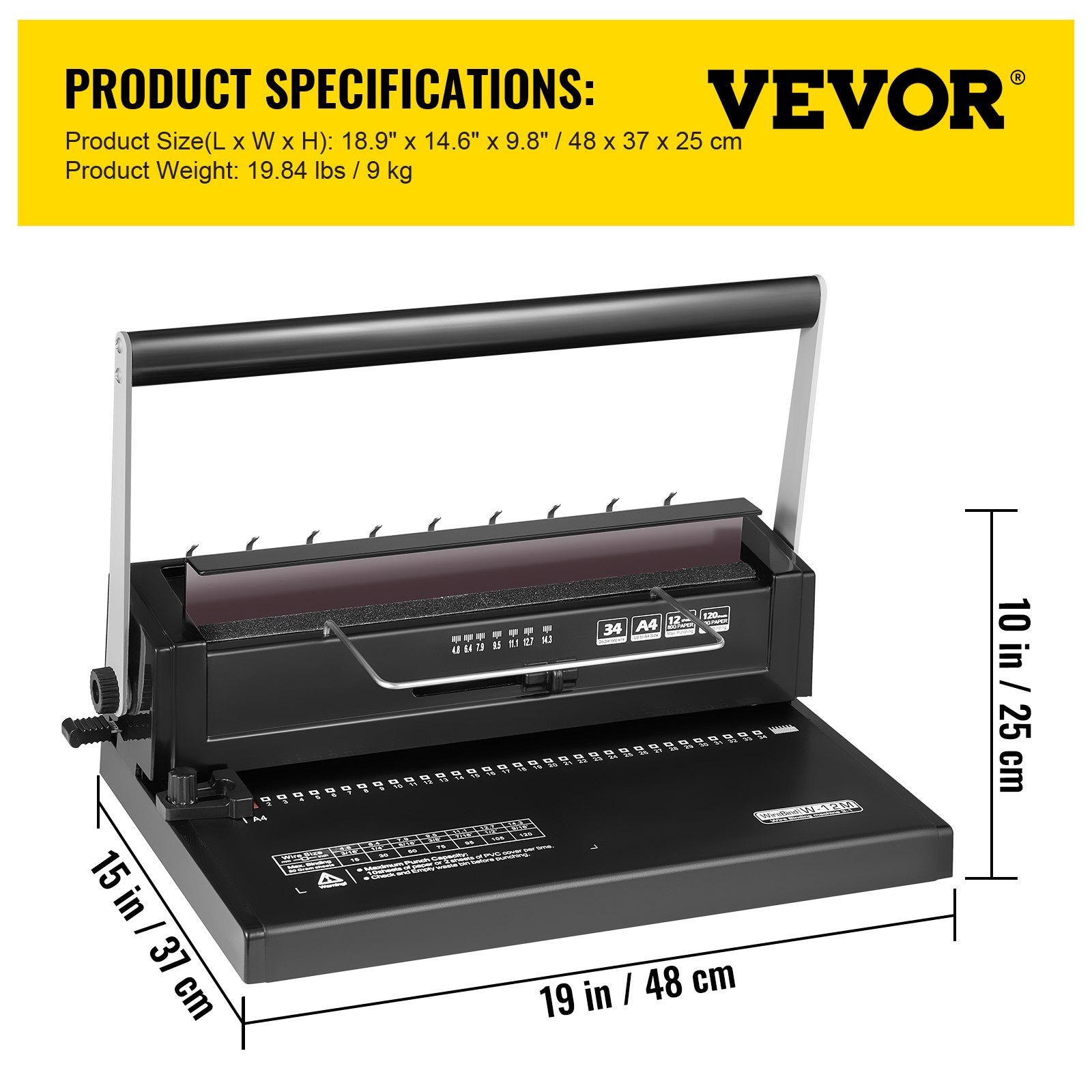 VEVOR Relieuse Perforeuse a4 en Acier Plastique Machine Spirale 120 ...