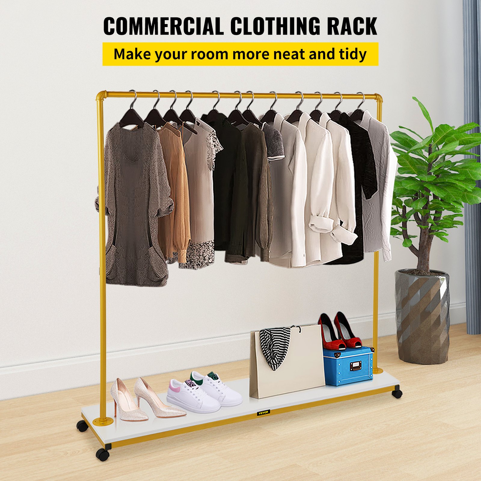 VEVOR Portant à Vêtements Mobile 150 x 36 x 160 cm Porte-Vêtements sur ...