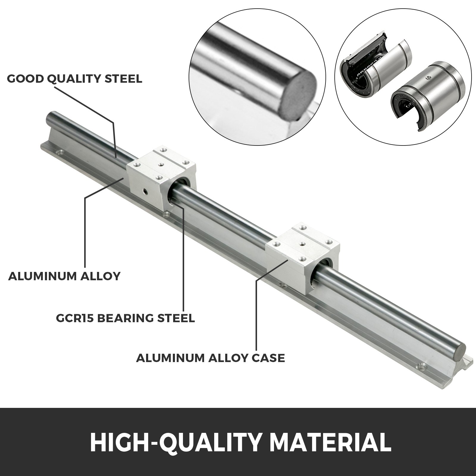 VEVOR Miniature Rail Linéaire Guide CNC SBR16-500mm Rails et roulements ...