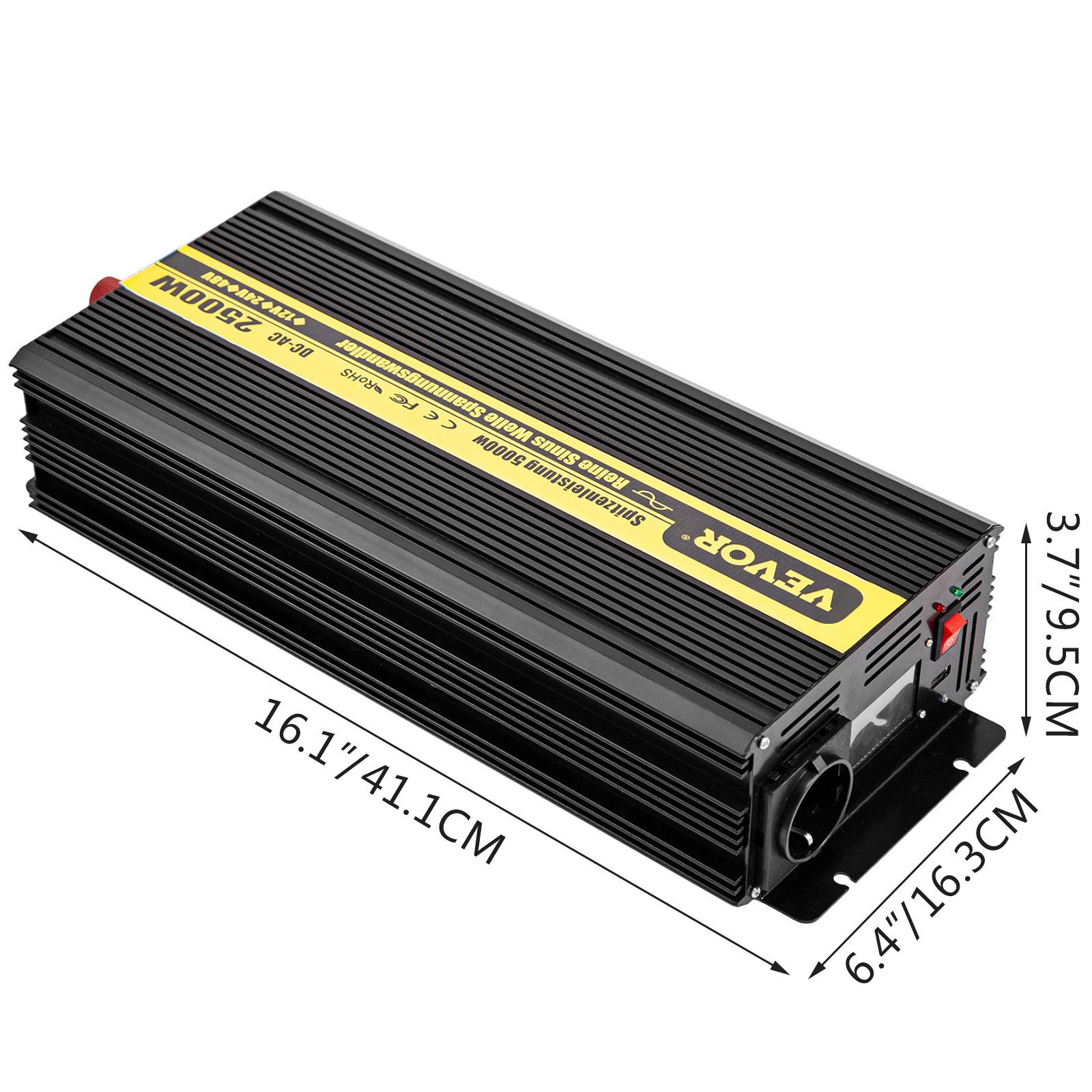 VEVOR VEVOR 2500W Invertitore a Onda Sinusoidale Pura GYS-2500W con LCD ...