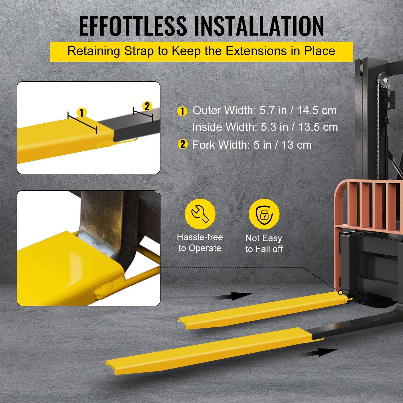 VEVOR VEVOR Prolunghe Forche Pallet 182cm per Carrello Elevatore ...