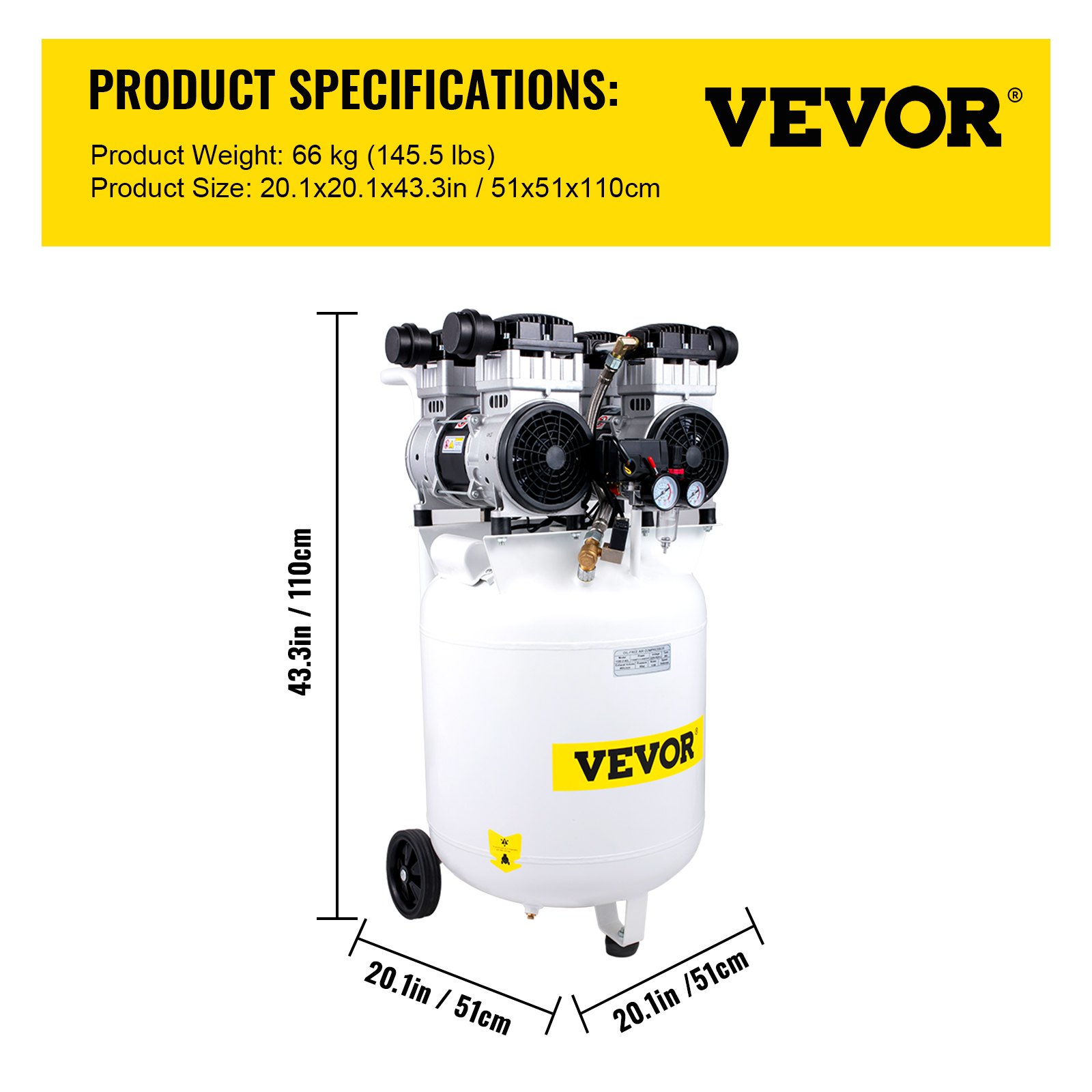 VEVOR VEVOR Compressori d'Aria da 3HP / 2200W, Compressore Motore Senza ...