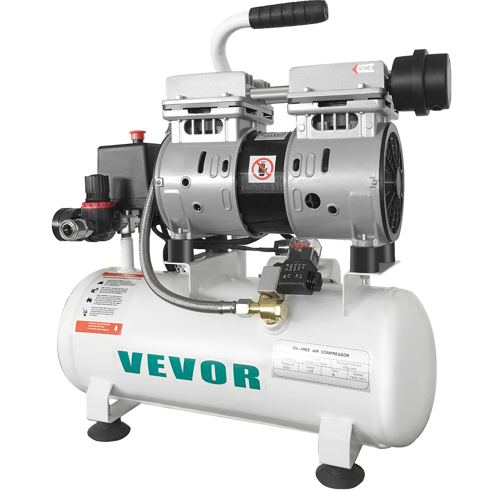 VEVOR VEVOR Compressore d'Aria Senza Olio Ultra Silenzioso da 2 Galloni ...