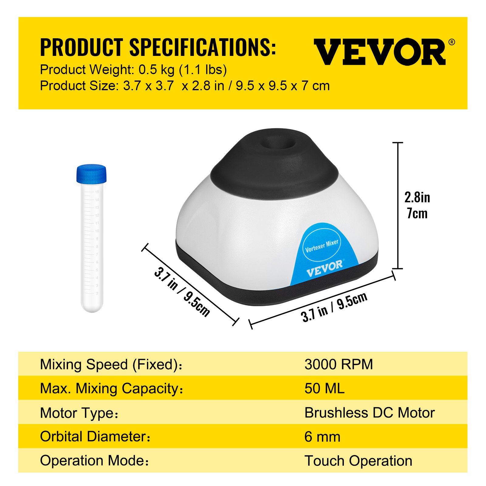 VEVOR VEVOR Mini Miscelatore a Vortice 3000 Giri/Min (Fissa), Mini ...