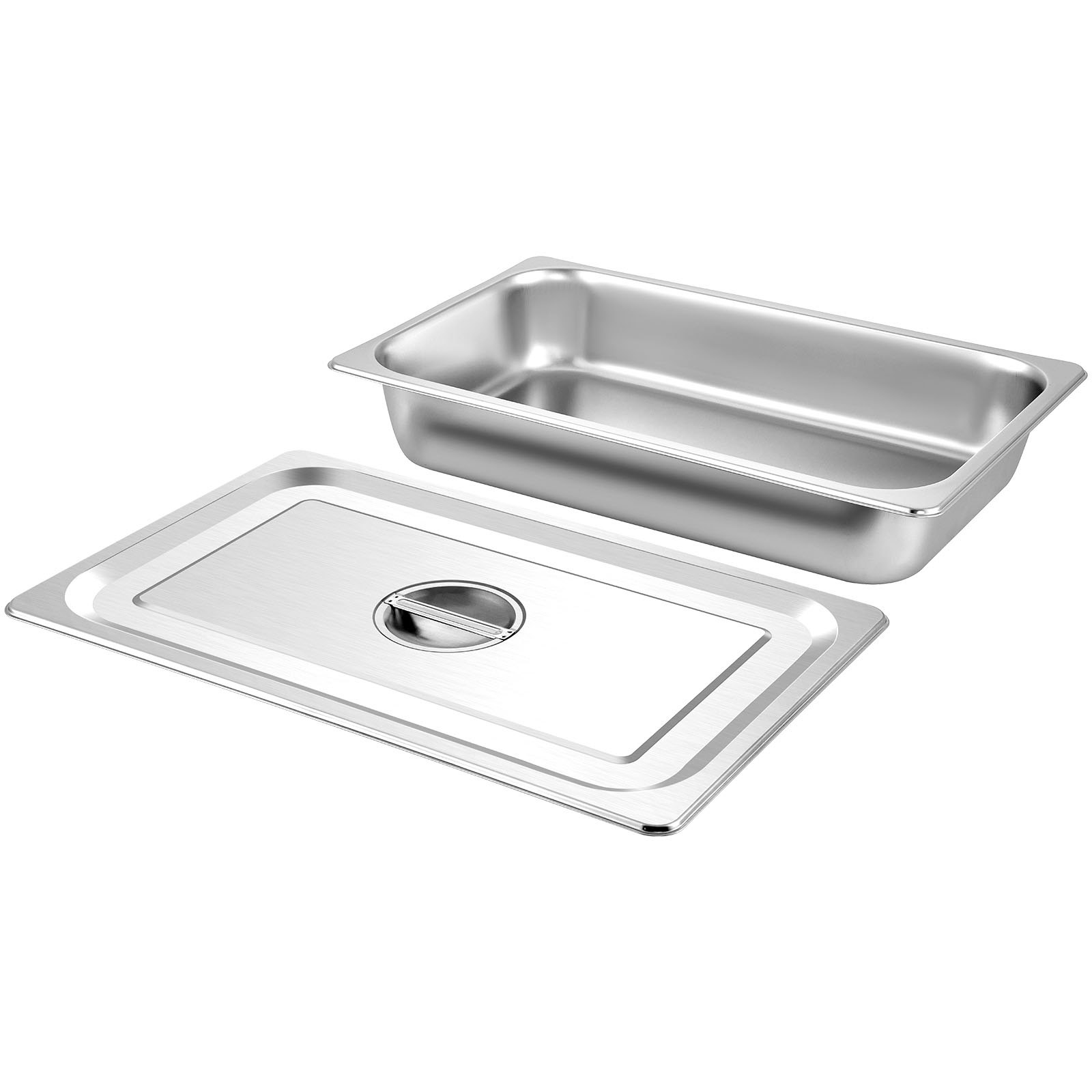 VEVOR 4 Bandeja Rectangular Acero Inoxi 50x30x10CM con Tapas Contenedores GN 1/1 | VEVOR MX