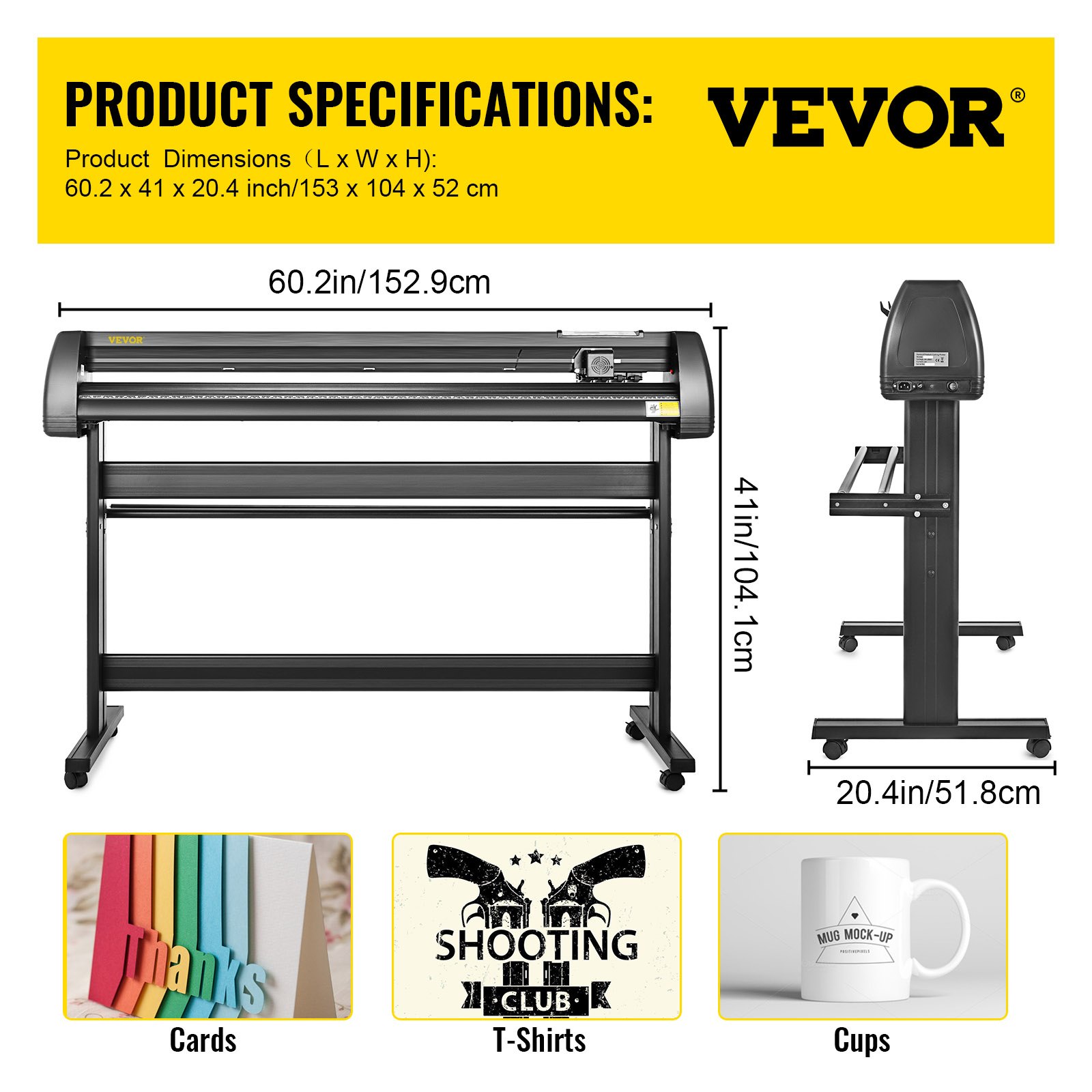 Máquina Cortadora de Vinilo 1,350 mm Plotter de Corte de Vinilo con Control Digital | VEVOR MX