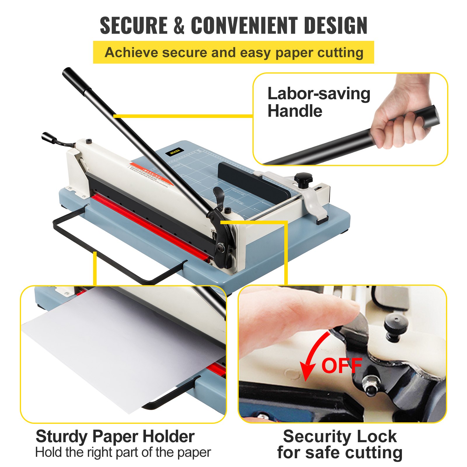 VEVOR Cortador de Papel Industrial Cortador de Papel Resistente 44 cm ...