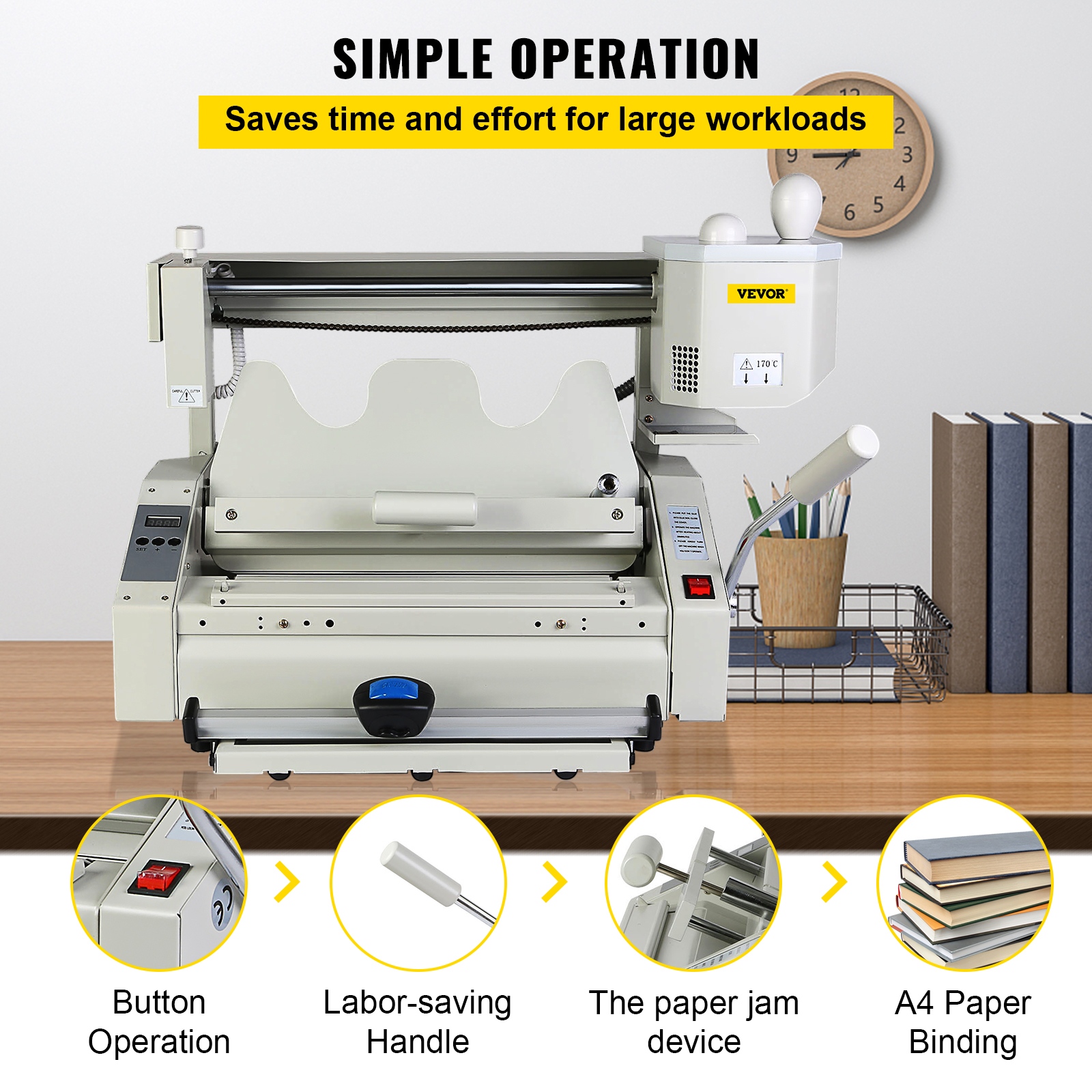 VEVOR Bijgewerkt 4 in 1 Modal Hot Melt Perfect Binder Binding Machine ...