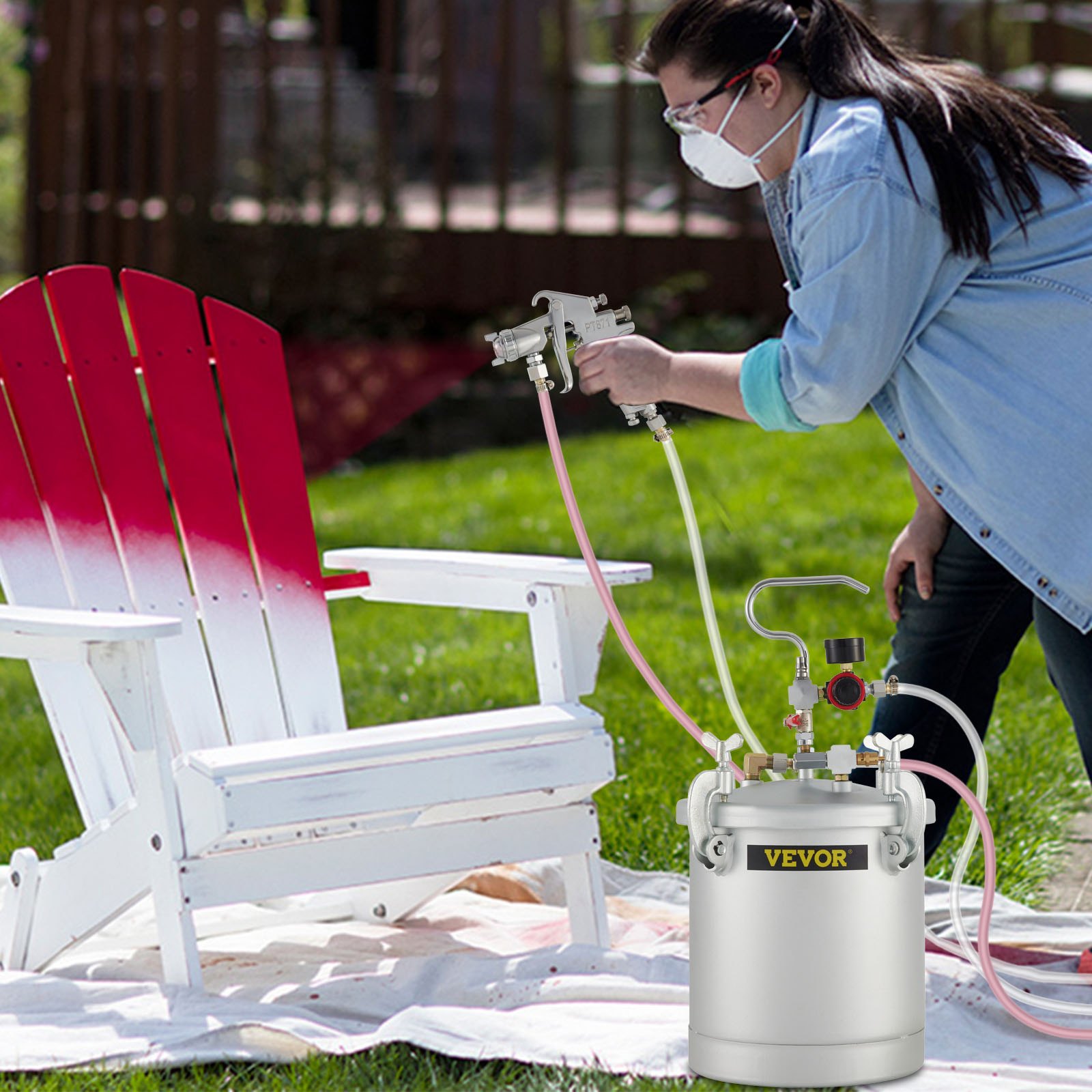 2-1/2 Gallon Pressure Feed Paint Tank Pot Sprayer Us Stock Industrial ...
