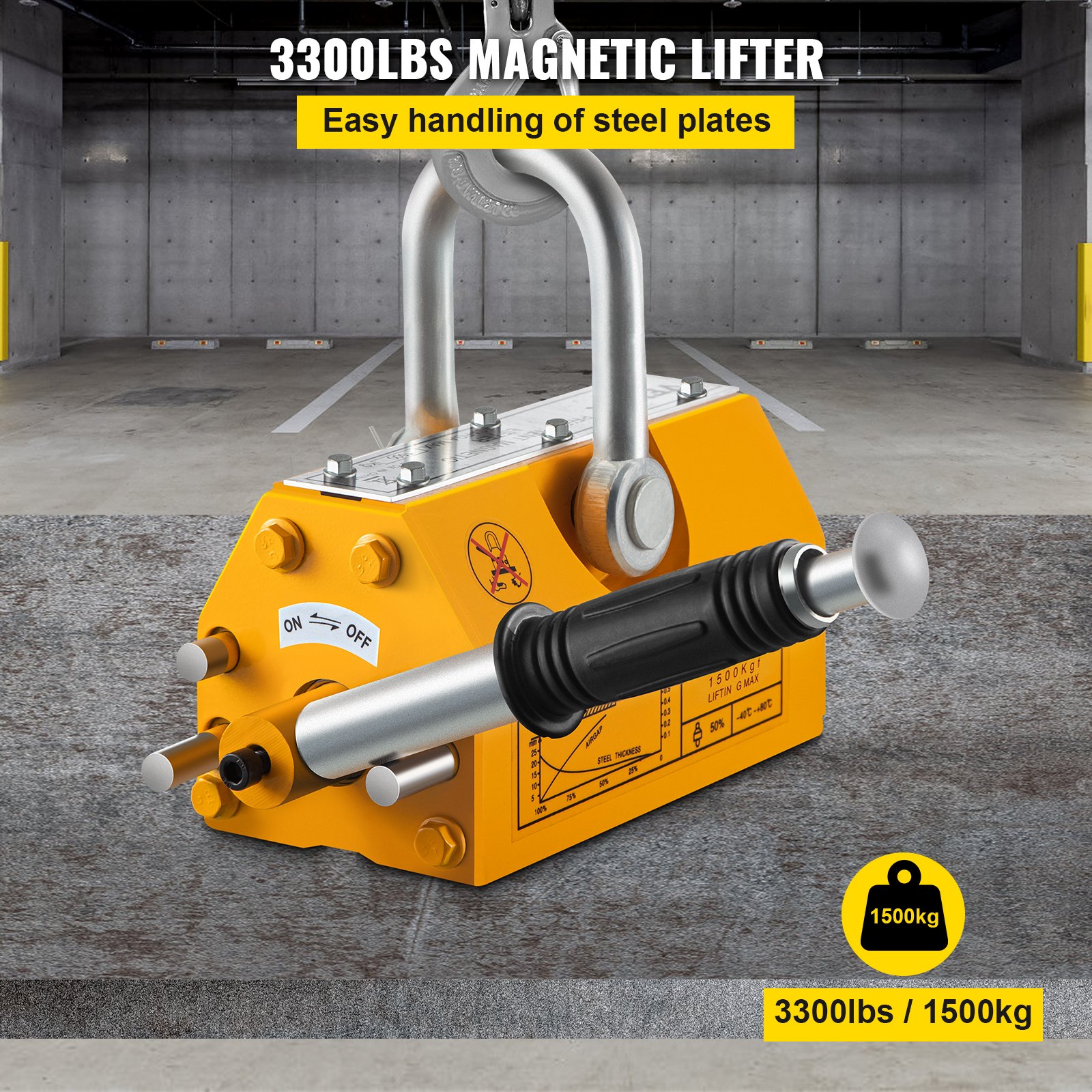 VEVOR Permanente Magnetische Lifter 1500 kg Hefmagneet Kraanmagneet 39 ...