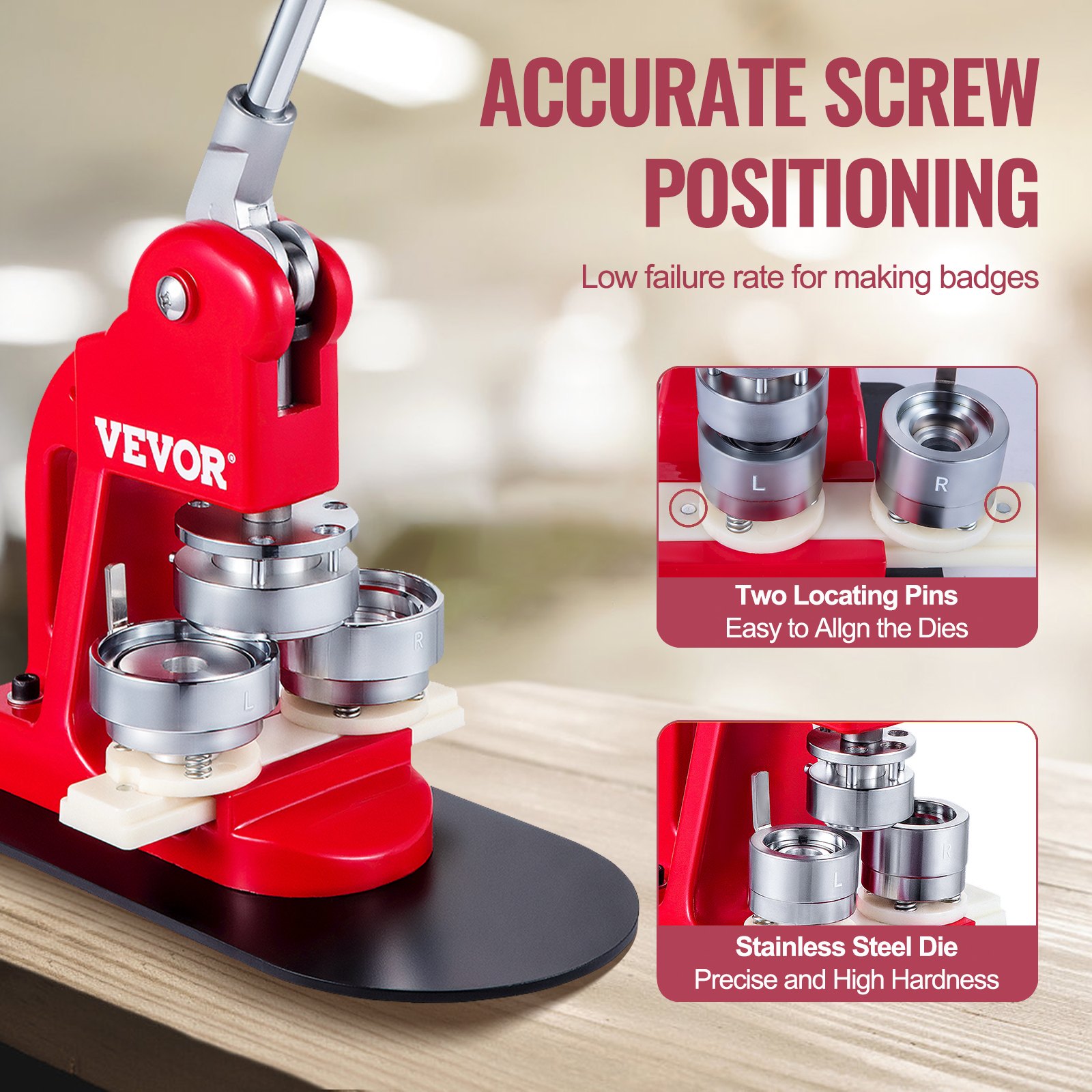 VEVOR knopenmachine Knoppers 58 mm Ansteckbuttonmachine 1000 sets ...