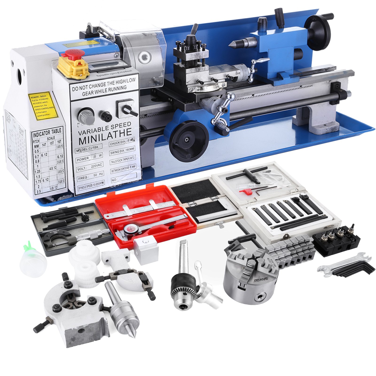 VEVOR Mini-draaibank Precisie Draaibank Mini Metal Lathe 550 W 2500 RPM ...