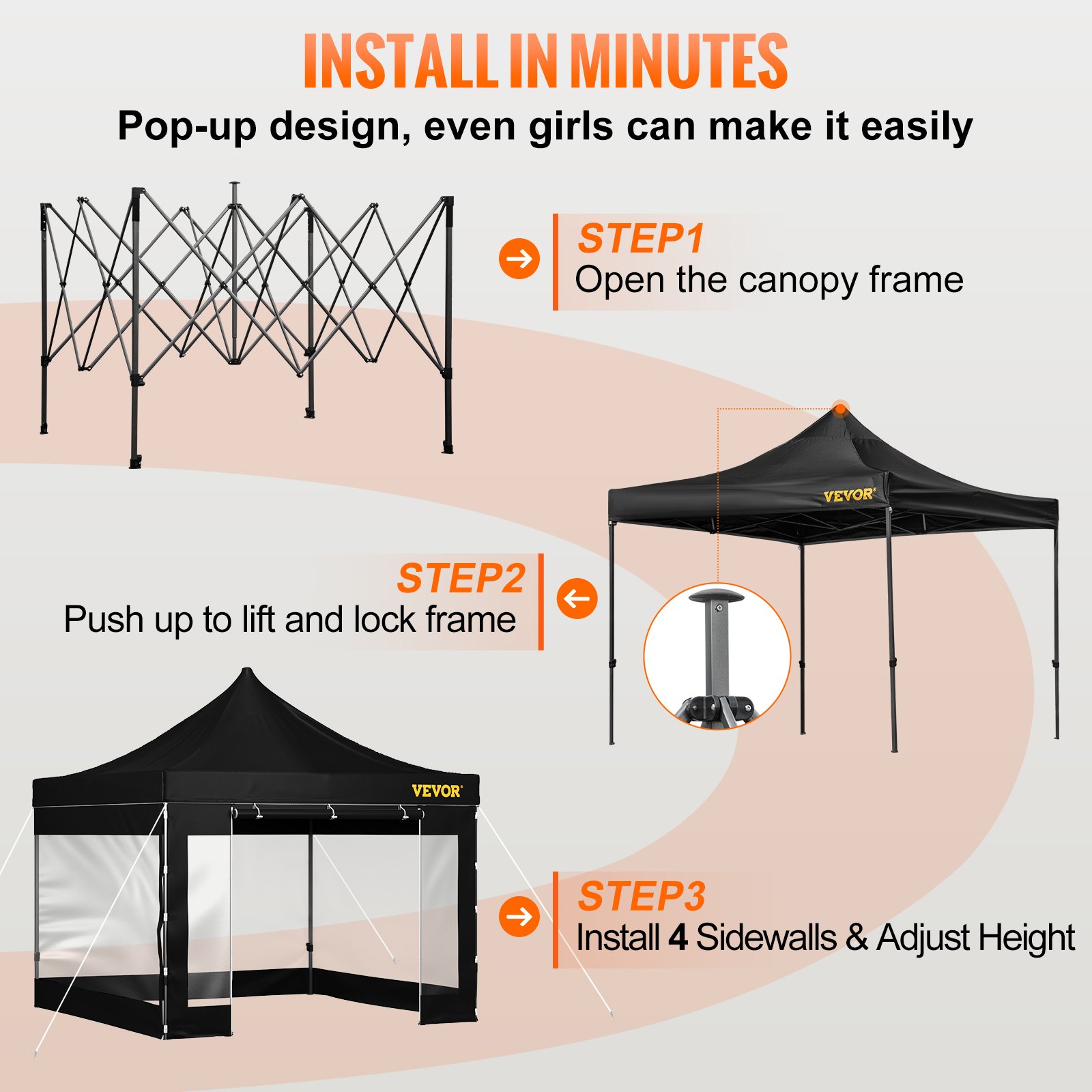 VEVOR vouwtent 3x3m tuintent vouwtent PVC partytent tent opvouwbaar ...