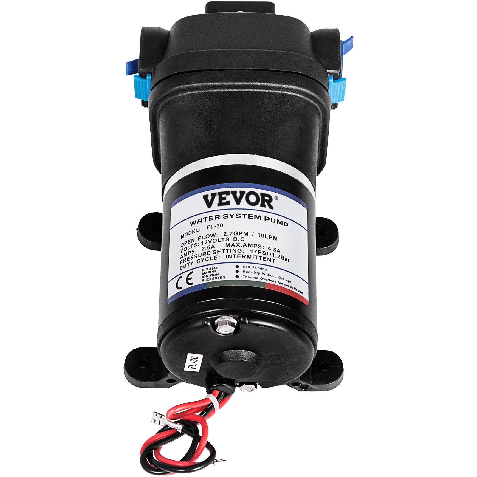 VEVOR Waterdruk Membraanpomp Zelfprimerende Waterpomp 2,63 GPM ...