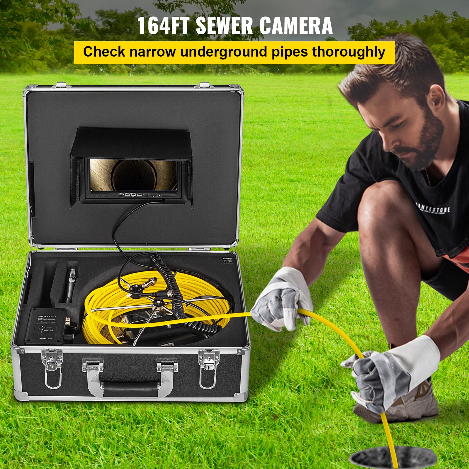 VEVOR 50M Waterdicht Afvoerpijp Riool Inspectie Camerasysteem 7" LCD ...