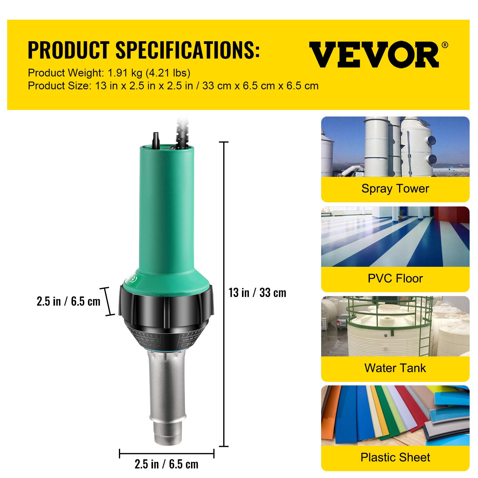 VEVOR Laspistool Kunststof 1600W PVC Lassenpistool 6 Stuks Lassen ...